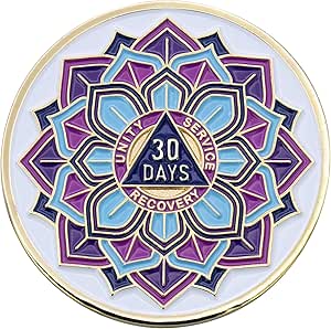 Amazon.com: 30 Days AA Coin - Sobriety Mint 'in Bloom' Lotus Flower ...