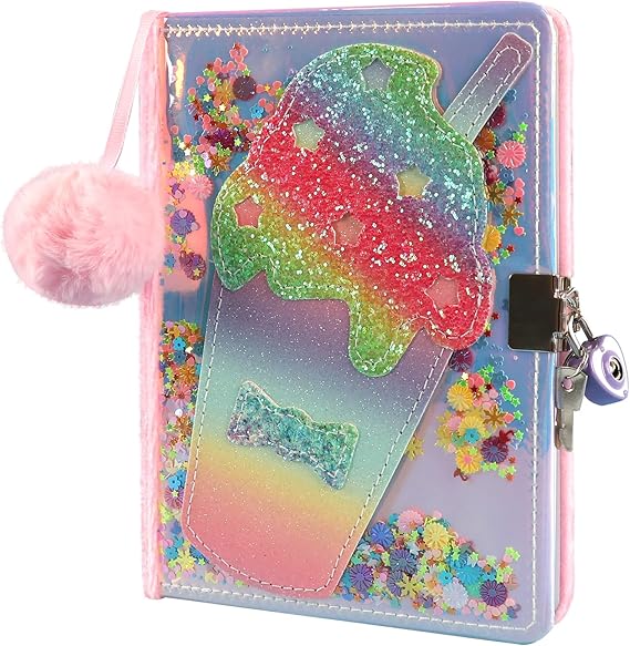 Amazon.com: fancy n fluffy Girls Diary with Lock and Key, Cute Glitter ...