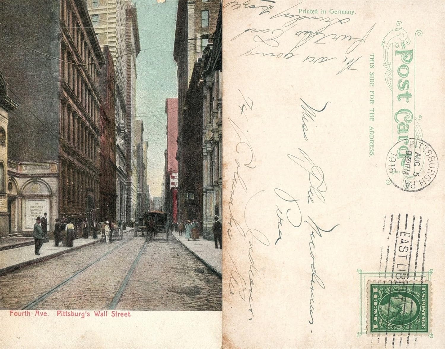 Amazon.com: PITTSBURG PA FOURTH AVENUE UNDIVIDED ANTIQUE POSTCARD ...