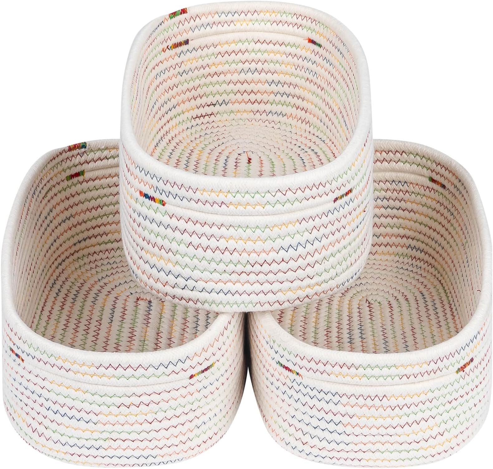 Amazon.com: CubesLand Small Woven Baskets,Cute Baskets or Shelf Set 2 ...