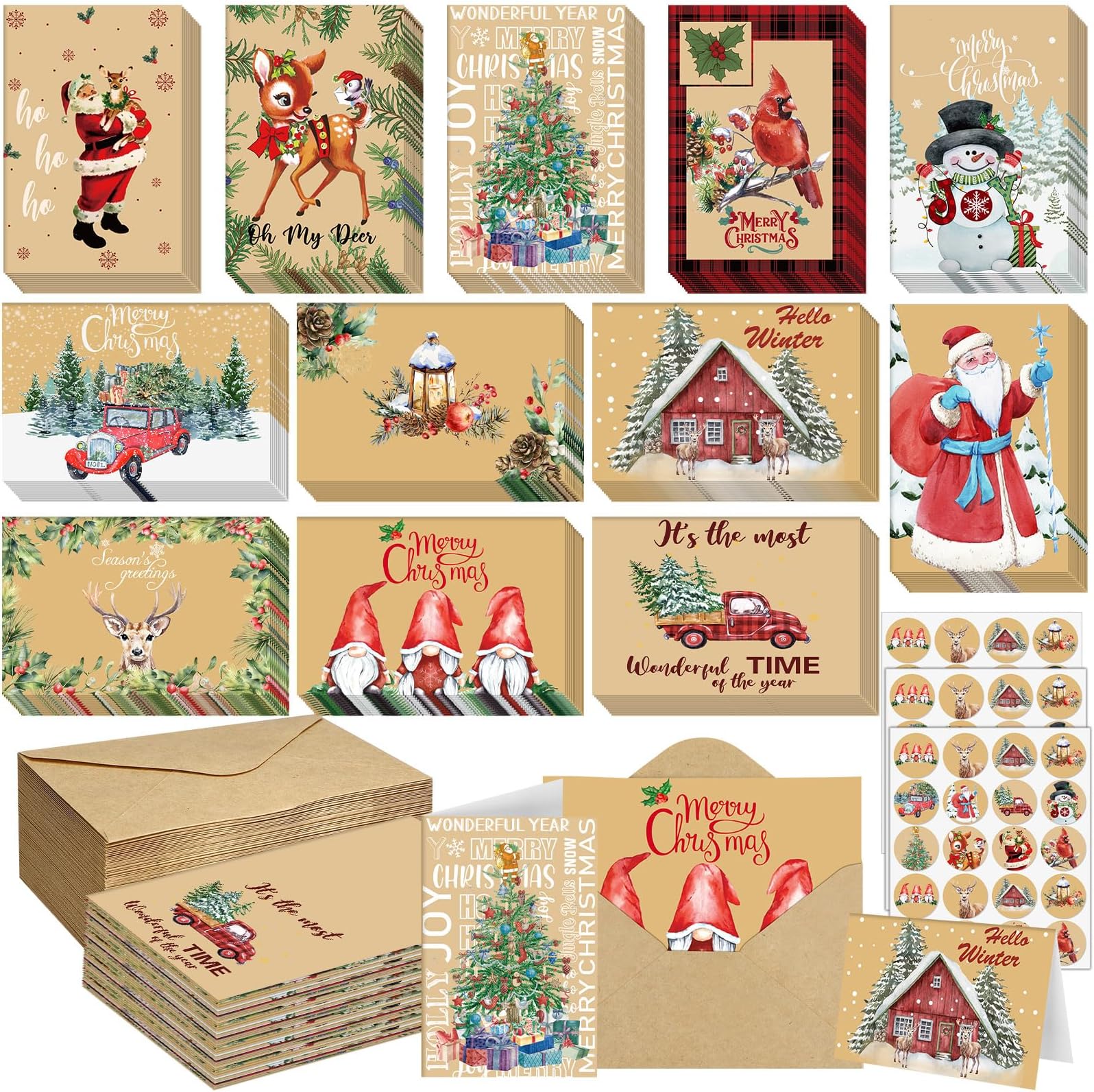 Amazon.com : Motiskyy 360 Sets Christmas Cards with Envelopes and ...