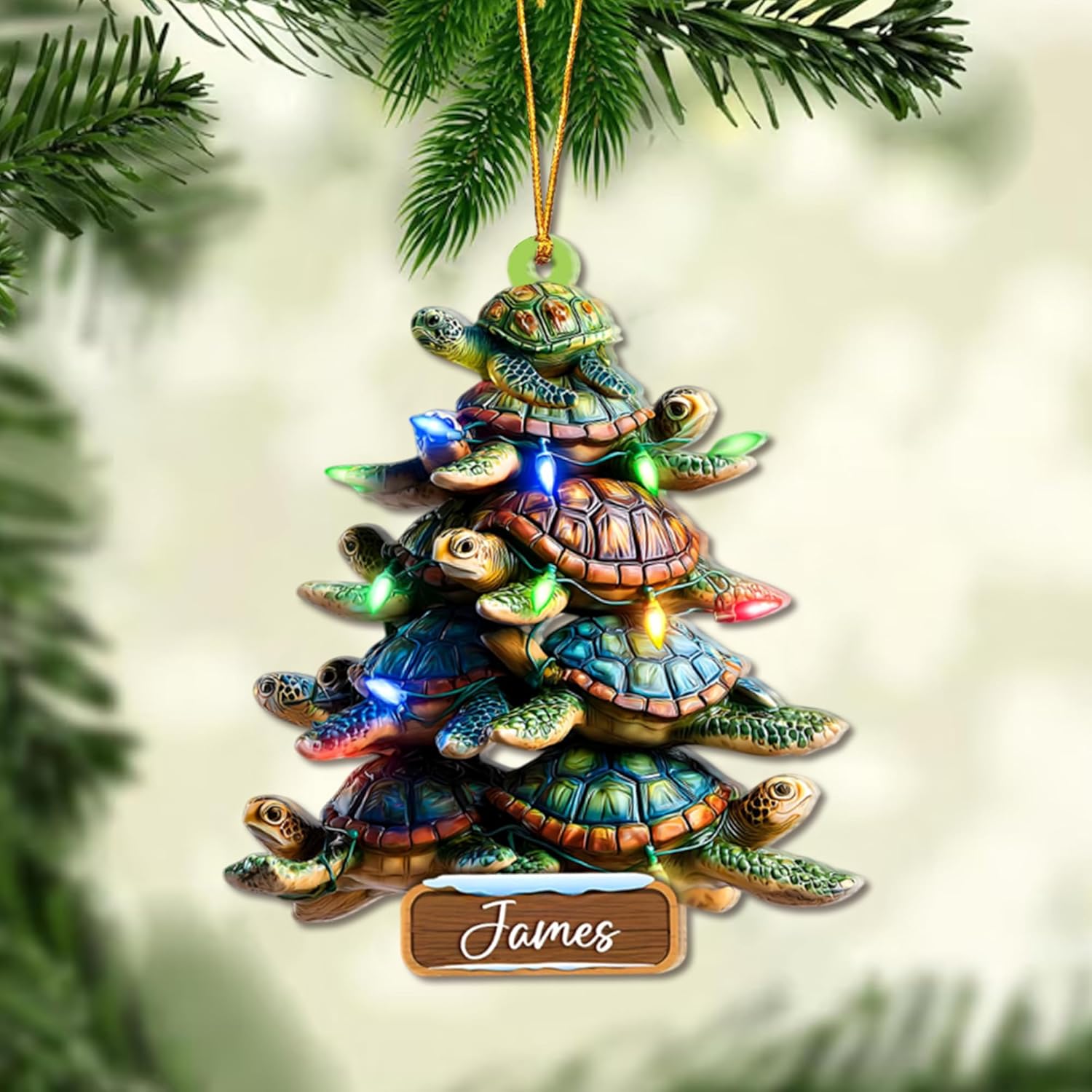 Amazon.com: Personalized Sea Turtle Christmas Ornament, Custom Name ...