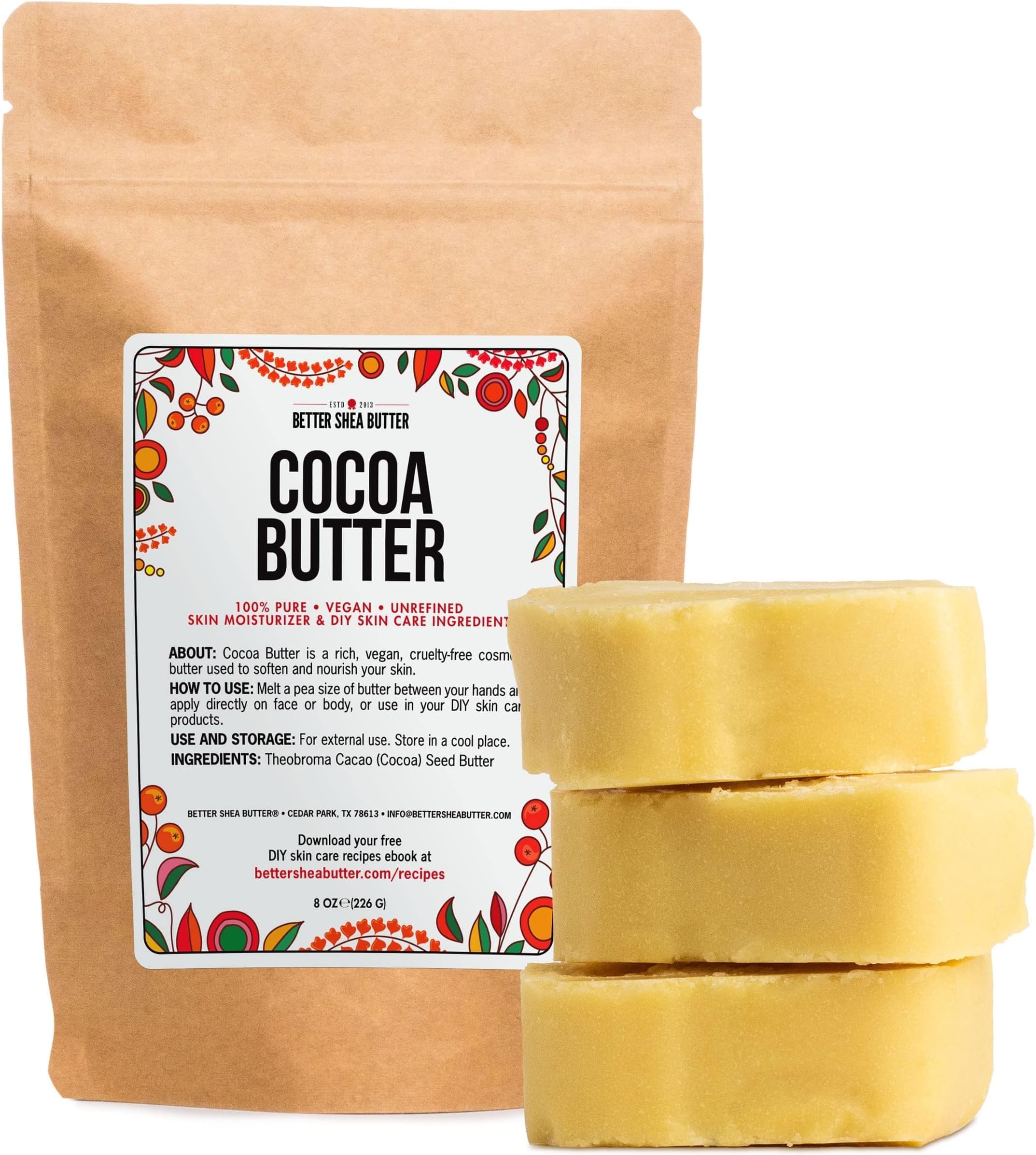 Amazon.com : Better Shea Butter Cocoa Butter - 8 oz Block, Deeply ...