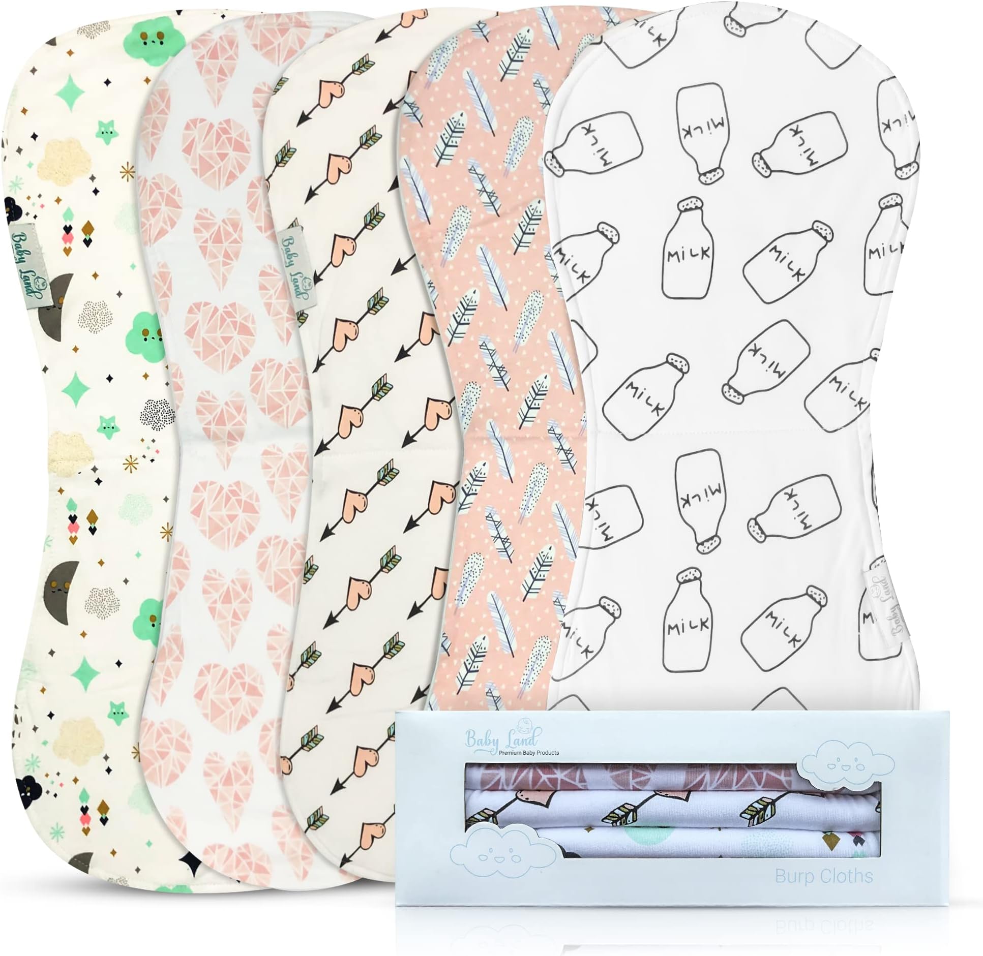 Amazon.com: Organic Burp Cloths for Baby Boys and Girls - 5-Pack Super ...