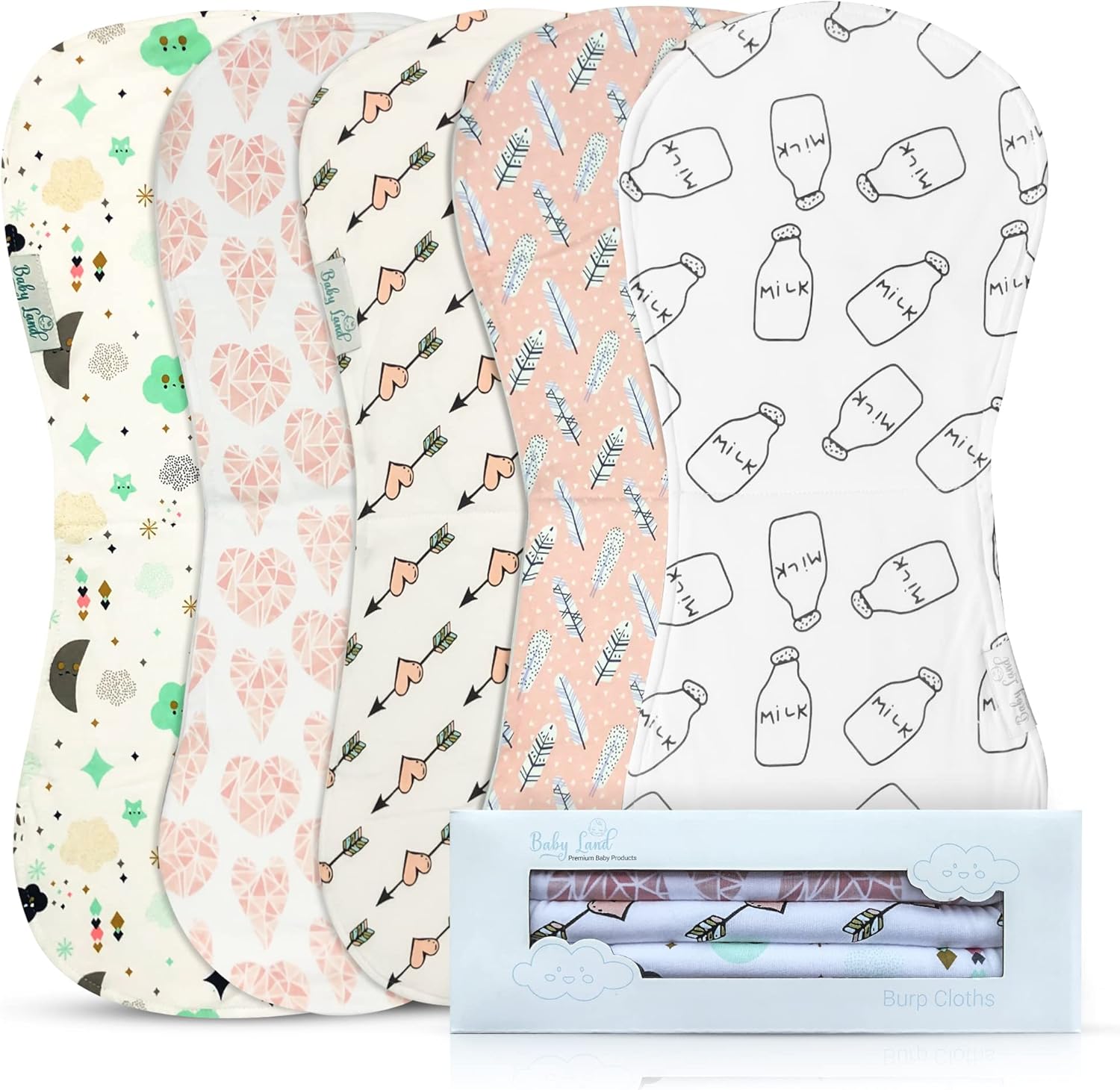 Amazon.com: Organic Burp Cloths for Baby Girls - 5-Pack Ultra Absorbent ...