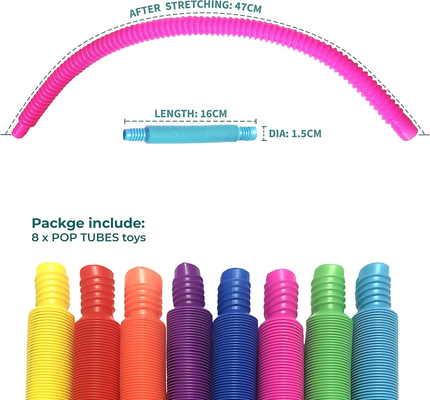 H & H Pop Tubes | Sensory Toys for Kids & Adults | Multicolored Set of ...