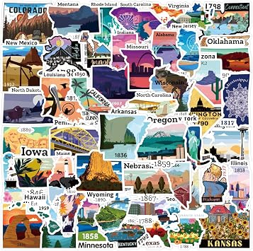Amazon.com: United States Map Stickers, 50Pcs Funimost Travel USA ...