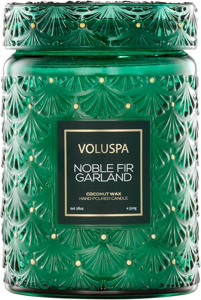 Amazon.com: Voluspa Noble Fir Garland, Large Candle Jar, 18oz, Coconut ...