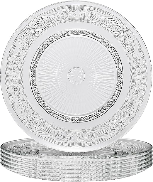 Amazon.com | Khen Art Deco Vintage Crystal Glass Plates, Set of 6, 10.5 ...
