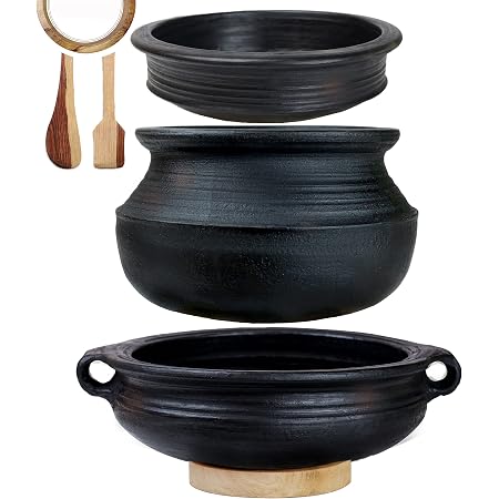 Buy Craftsman Deep Burned Clay Handi/Pot for Cooking and Serving Combo ...