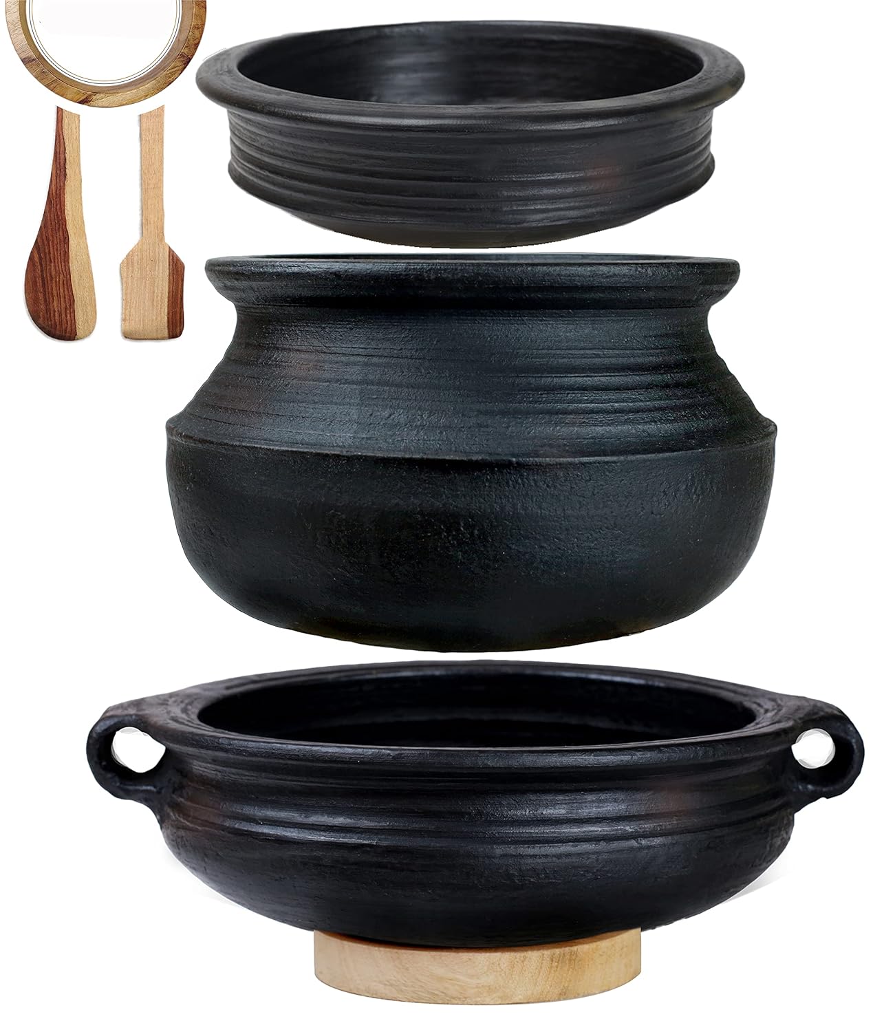Buy Craftsman Deep Burned Clay Handi/Pot for Cooking and Serving Combo ...