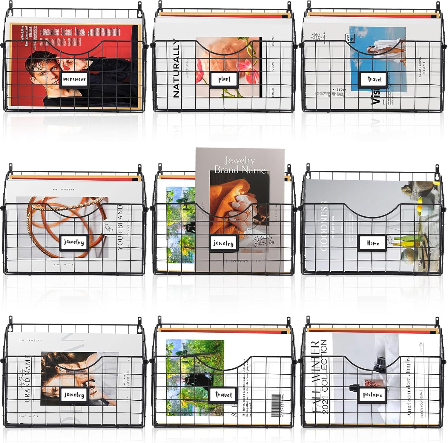 Amazon.com : 9 Pack Hanging Wall Files Rack with Door Hooks Hanging ...