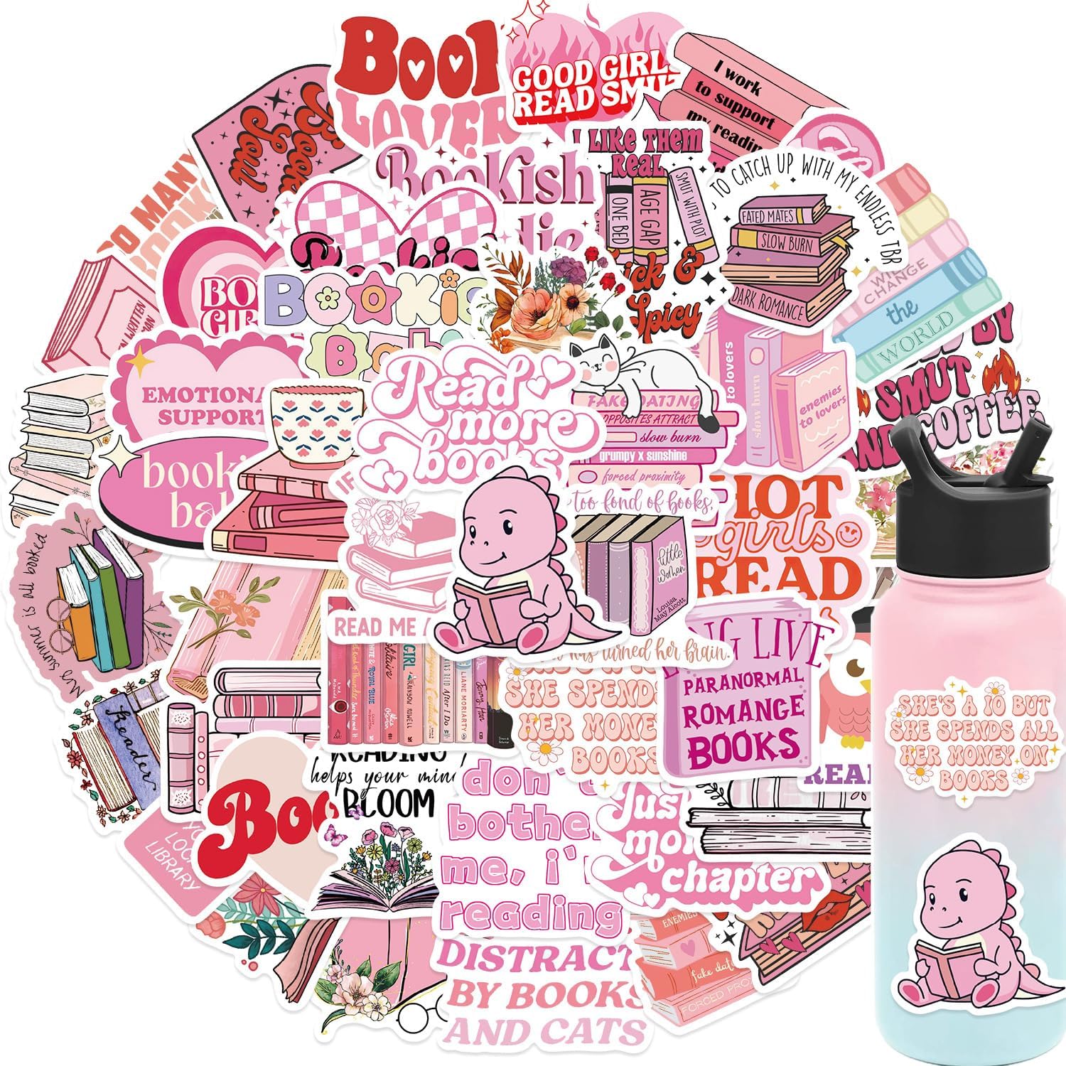 Amazon.com: 50Pcs Pink Bookish Stickers Book Stickers for Kindle ...