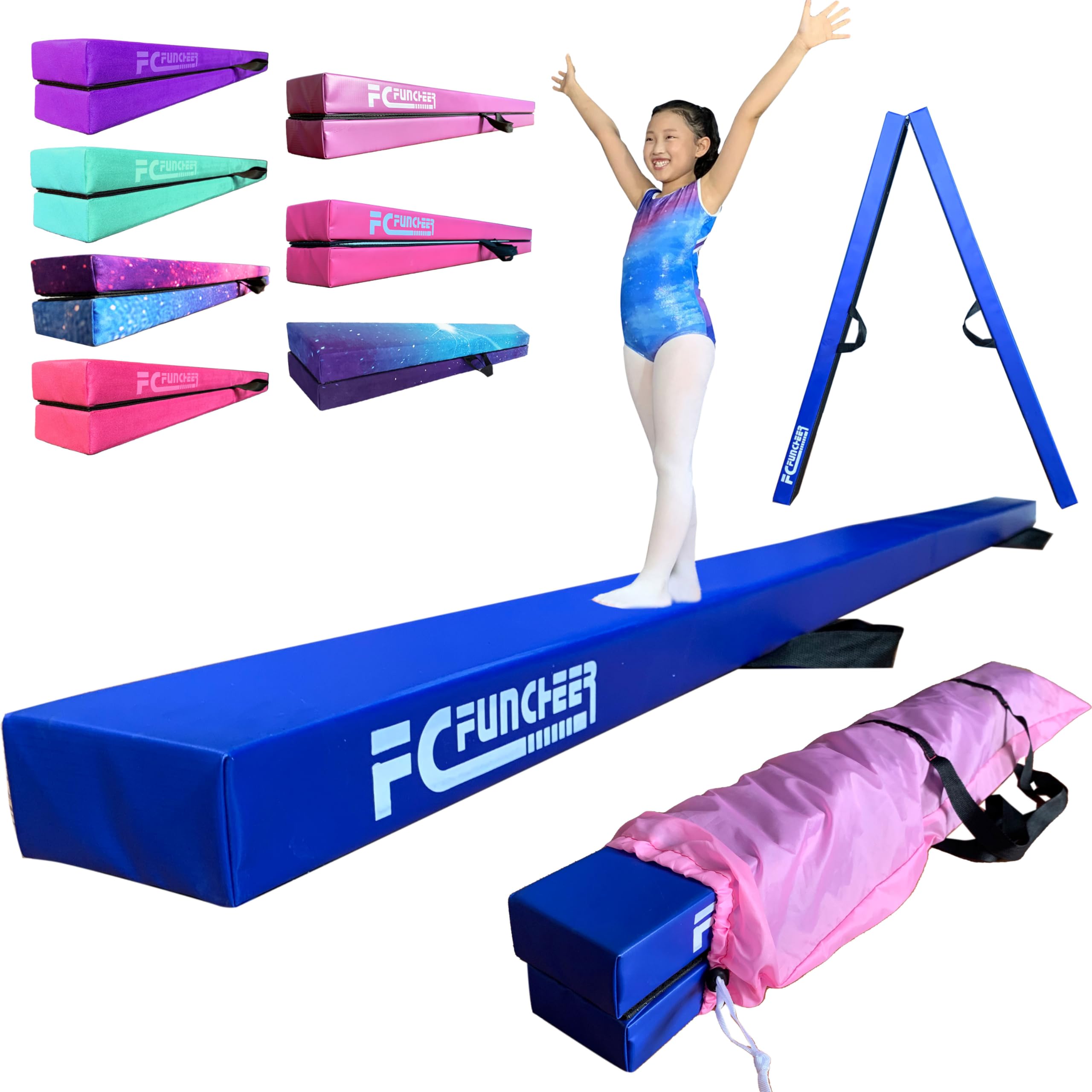 FC FUNCHEER 8FT Folding Balance Beam -Gymnastics Beam -Wood core Floor ...