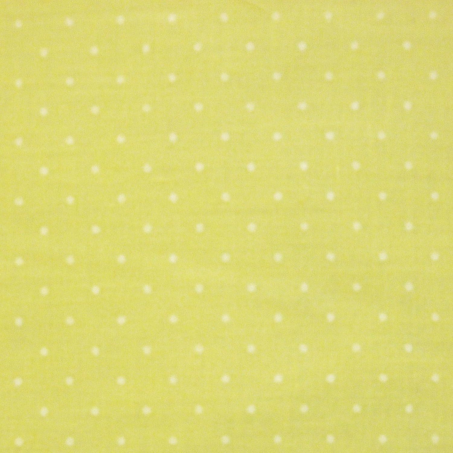 Pastel Lemon Yellow Polycotton Fabric with White Polka Dots (Per Metre ...