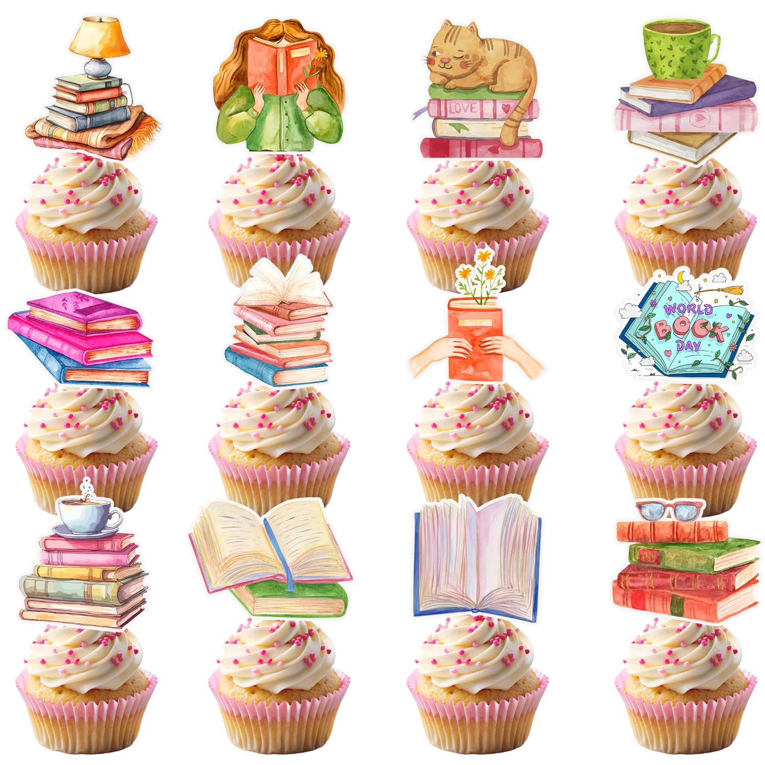 Amazon.com: 36 PCS Books Cake Toppers Cupcake Toppers, Books Cake ...
