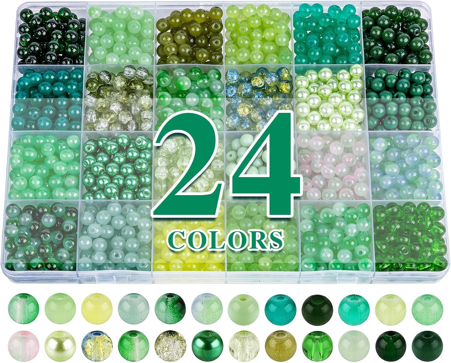 Amazon.com: XSEINO About 1200PCS 6mm Glass Beads Bracelet Making Kit,24 ...