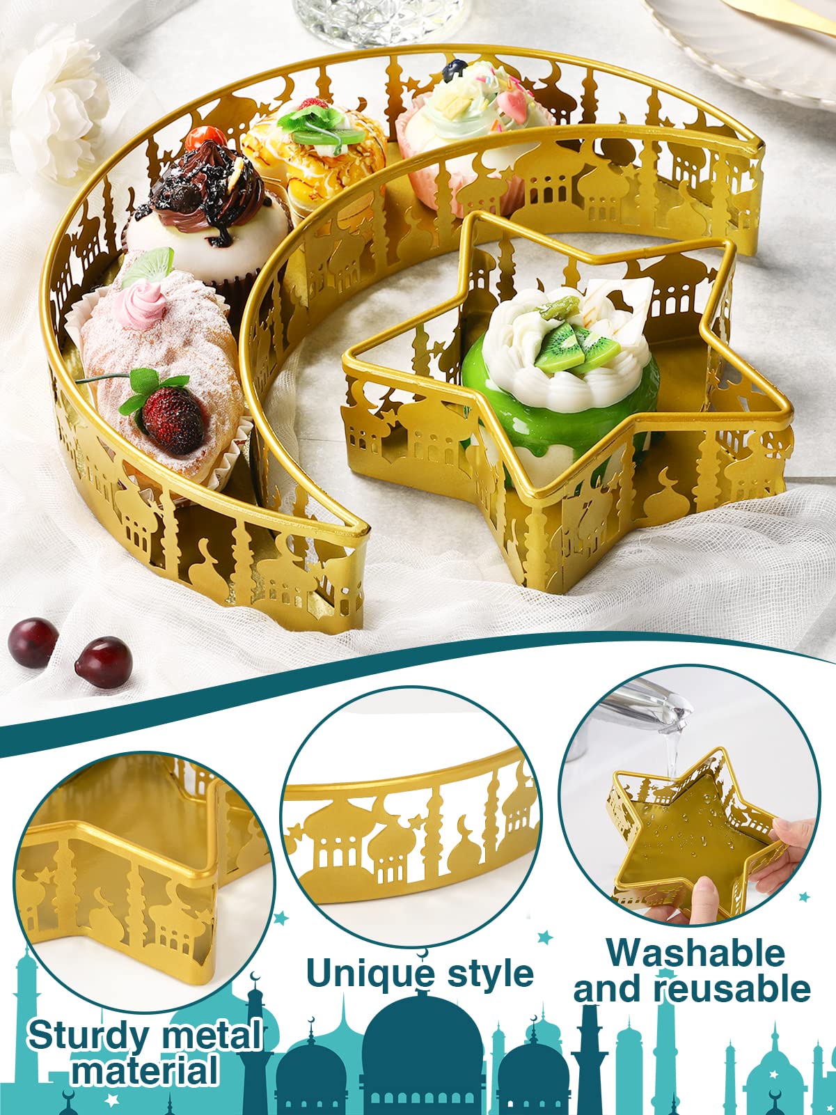 Snapklik.com : 2 PCS Ramadan Serving Trays - Moon Star Shaped Eid ...