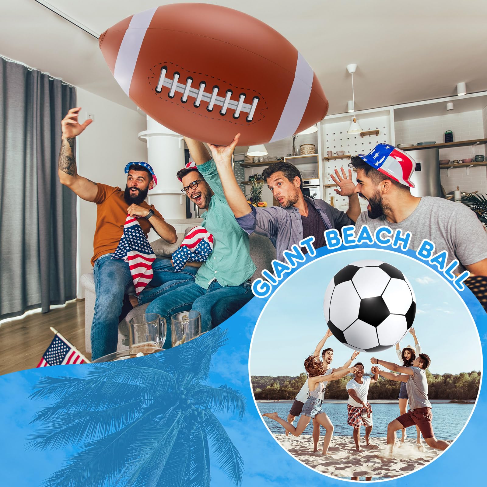 Snapklik.com : Lewtemi 2 Pcs 27 Inch Giant Inflatable Sports Balls ...