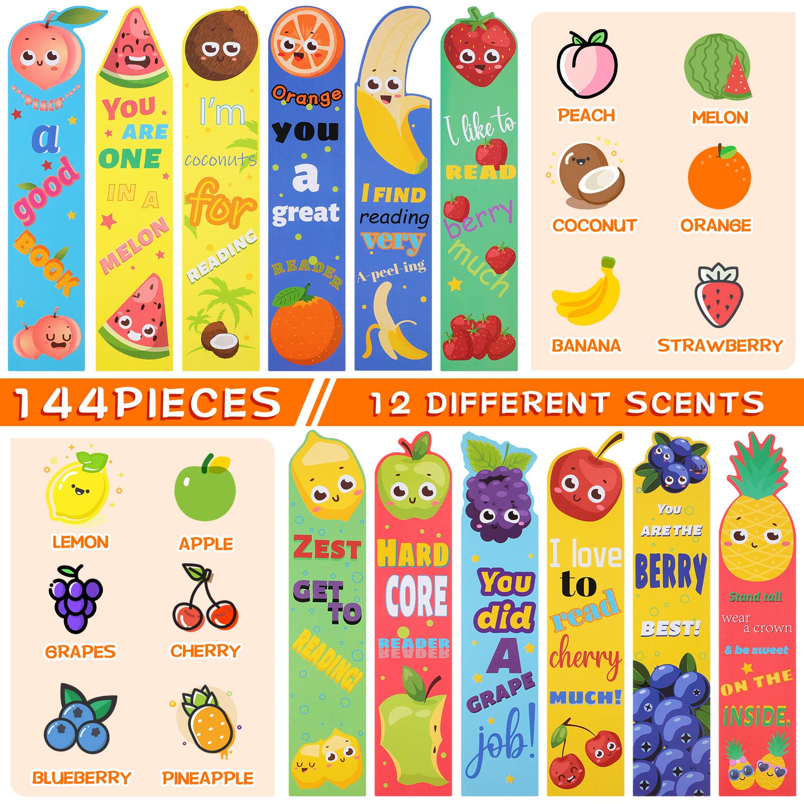 Snapklik.com : Gersoniel 144 Pieces Fruit Scented Bookmarks For Kids ...