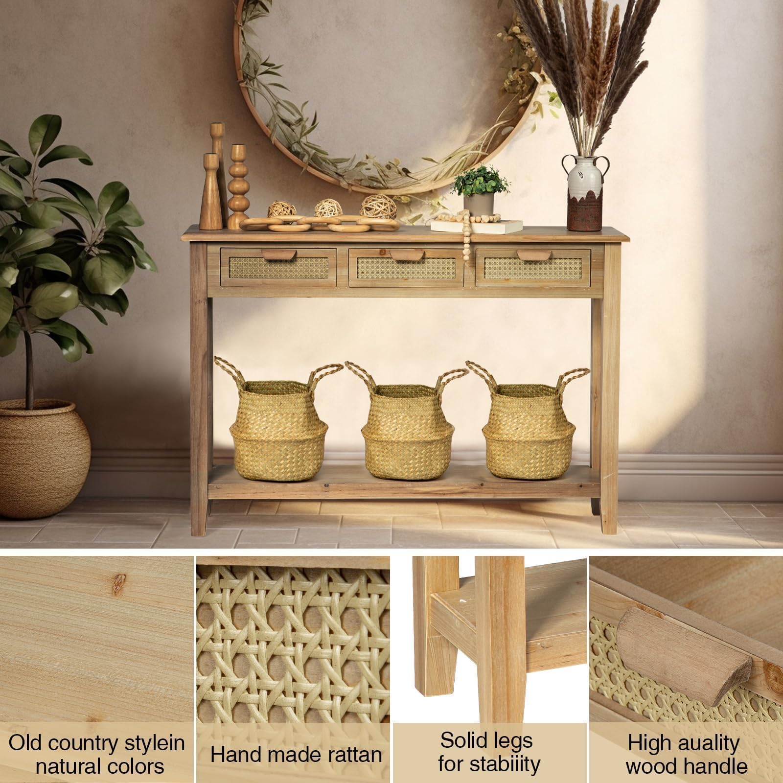 Snapklik.com : Wnutrees Farmhouse Console Table