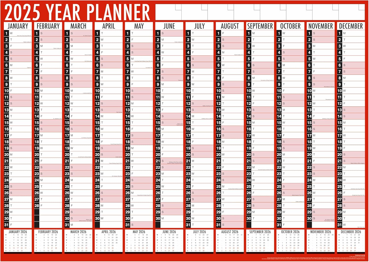 2025 A1 Wall Planner Calendar - Large 84x60cm Year Planner - Office ...