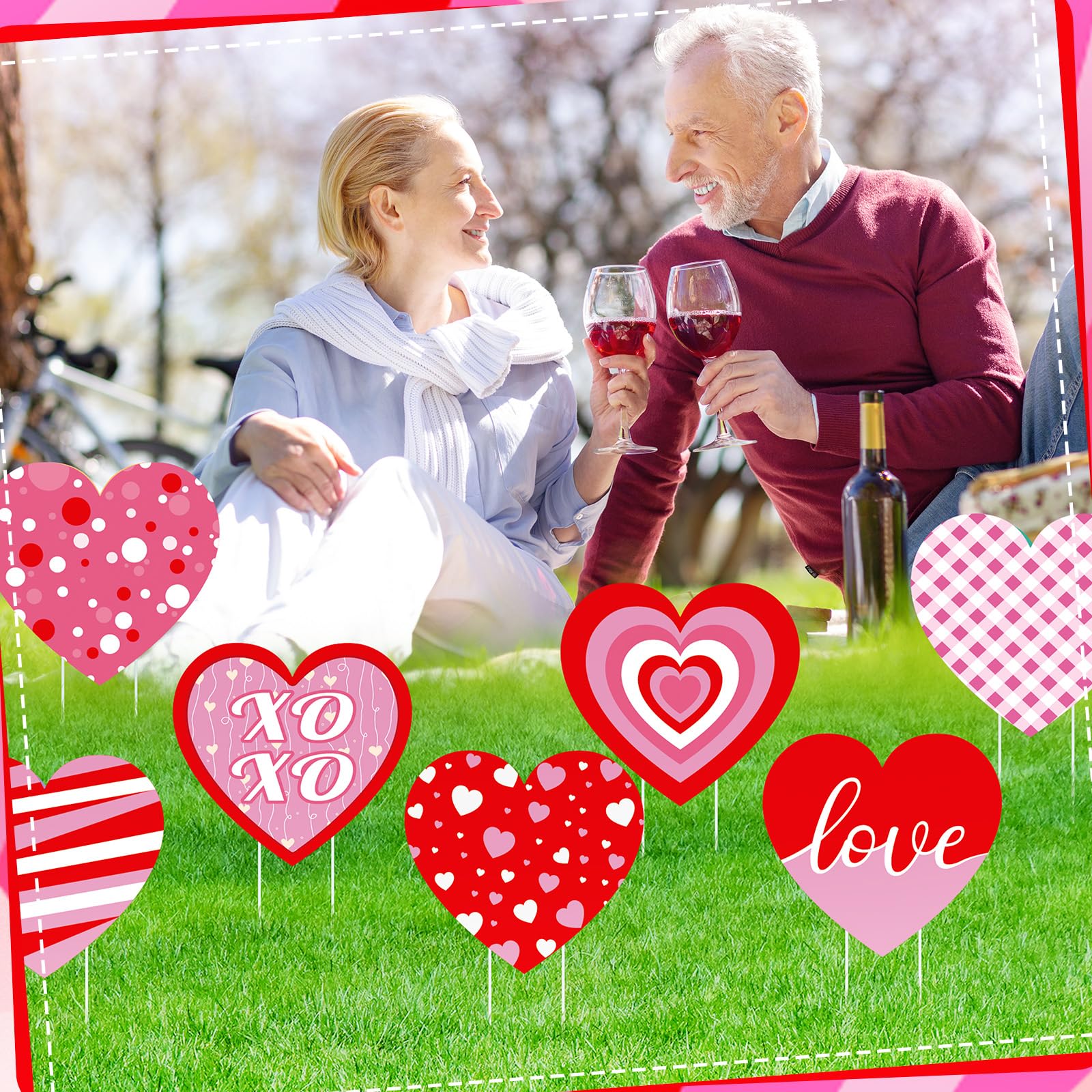 Taiyin 30 Pcs Valentine's Day Yard Signs Heart Shaped Lawn Signs with ...