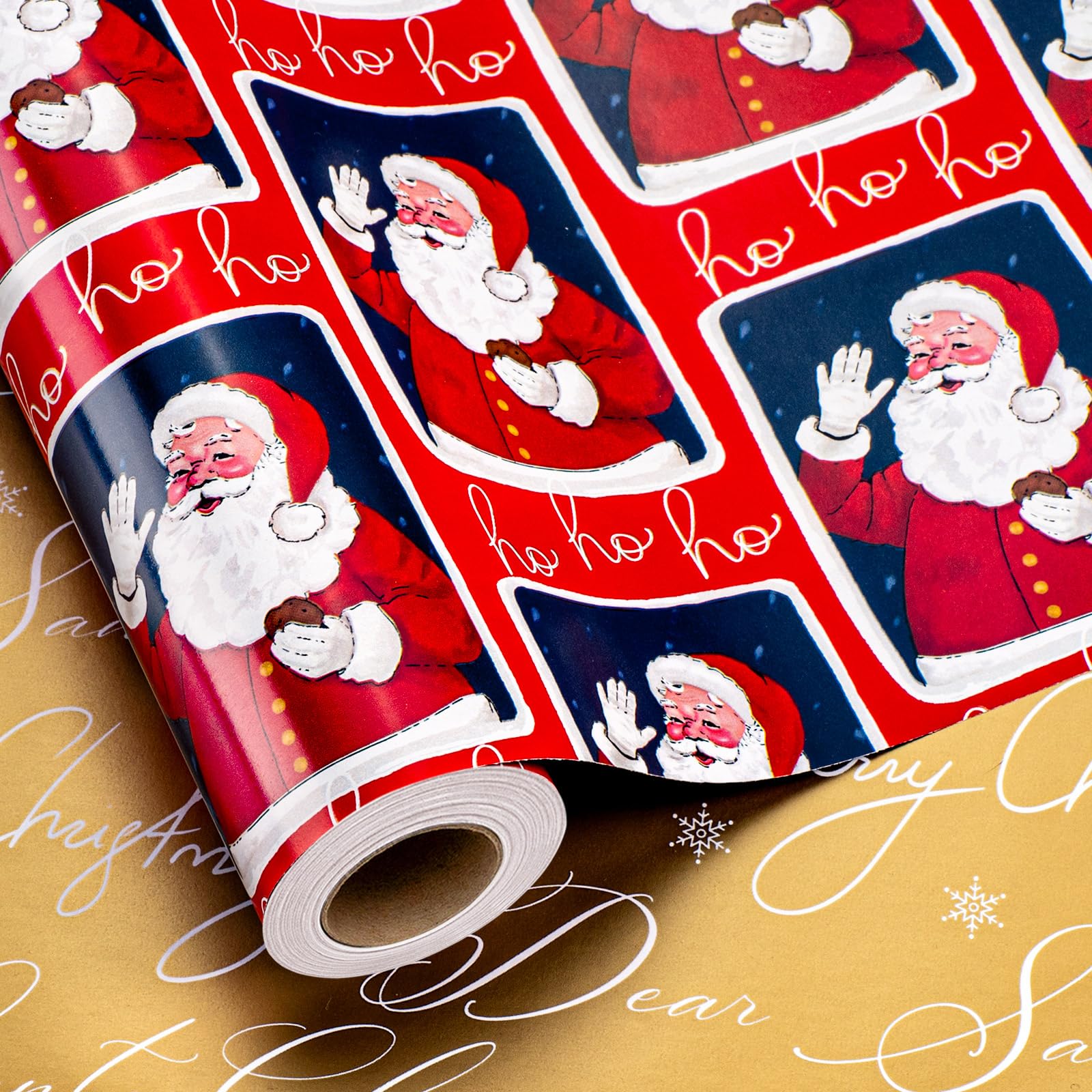Amazon.com: MAYPLUSS Vintage Christmas Santa Wrapping Paper Roll - 17 ...