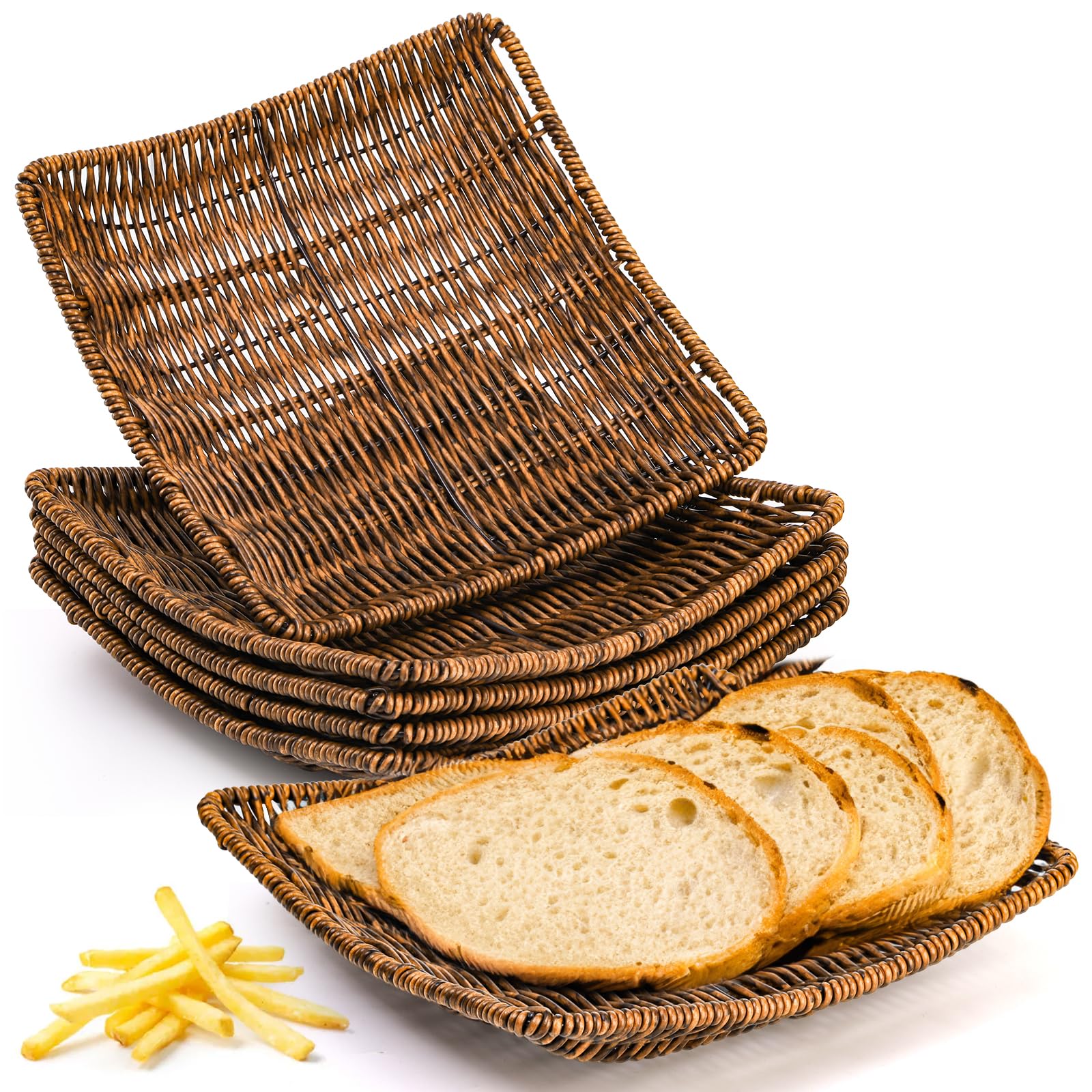 Amazon.com: Yesland 6 Pack Imitation Wicker Bread Baskets, 9 x 9 Inch ...