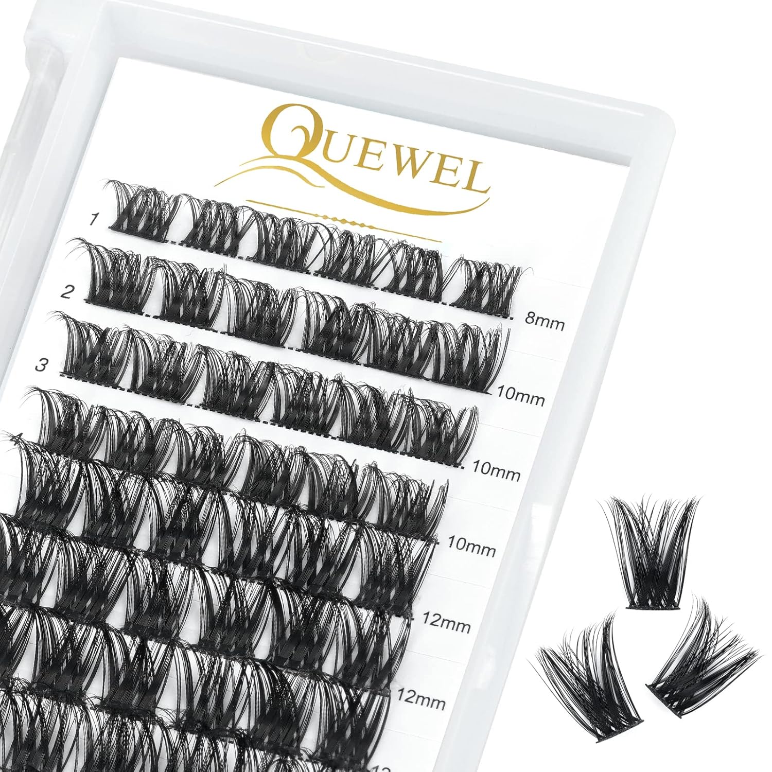 Amazon.com: QUEWEL Cluster Lashes 72 Pcs Wide Stem Individual Lashes C ...