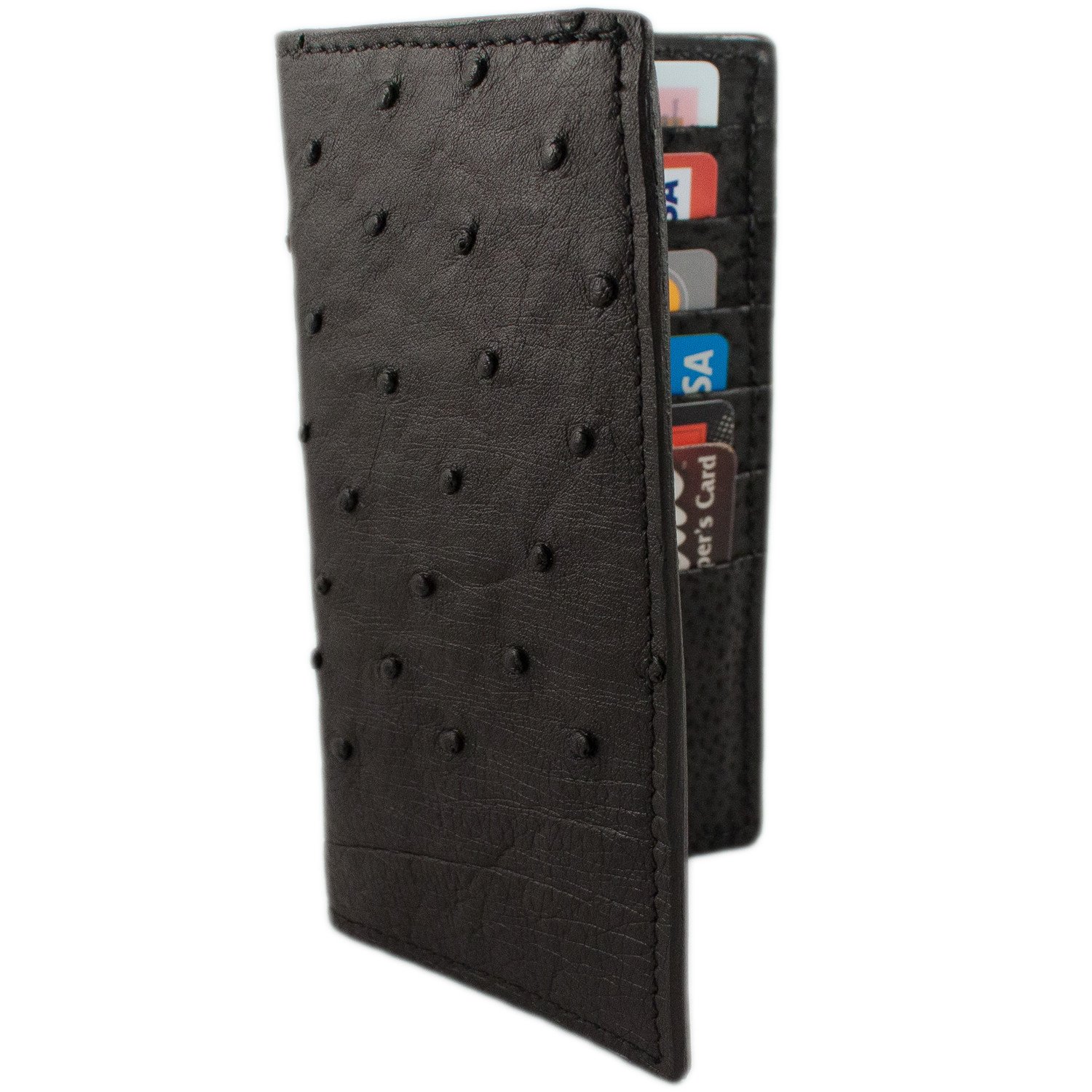 Black Ostrich Skin Rodeo Checkbook Wallet at Amazon Men’s Clothing store