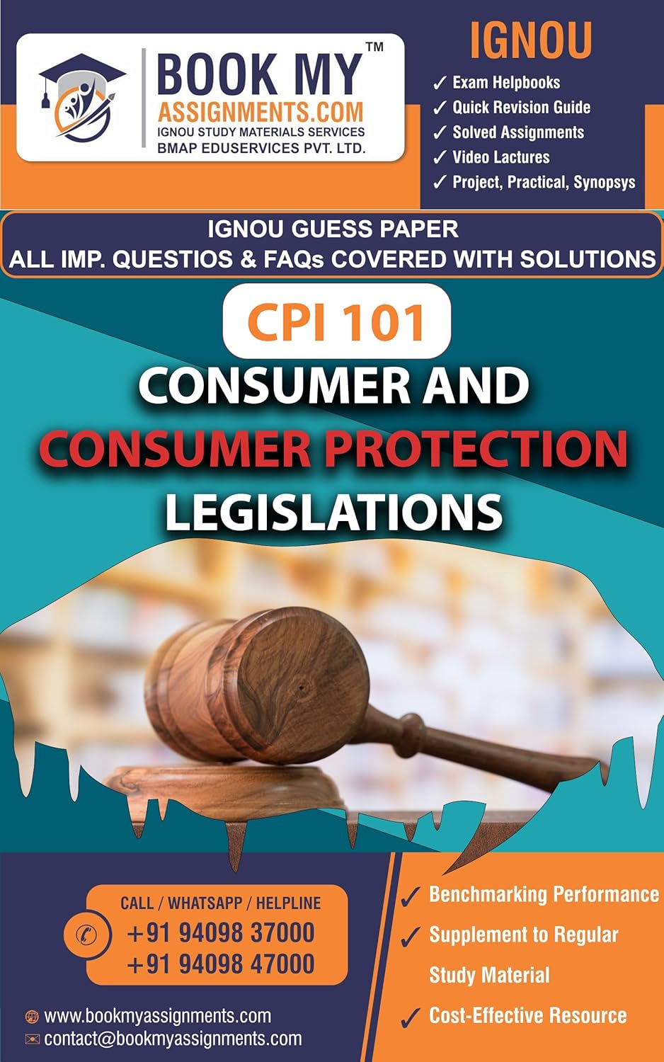 Buy IGNOU CPI 101 Consumer and Consumer Protection Legislations Study Guide For IGNOU Students ...