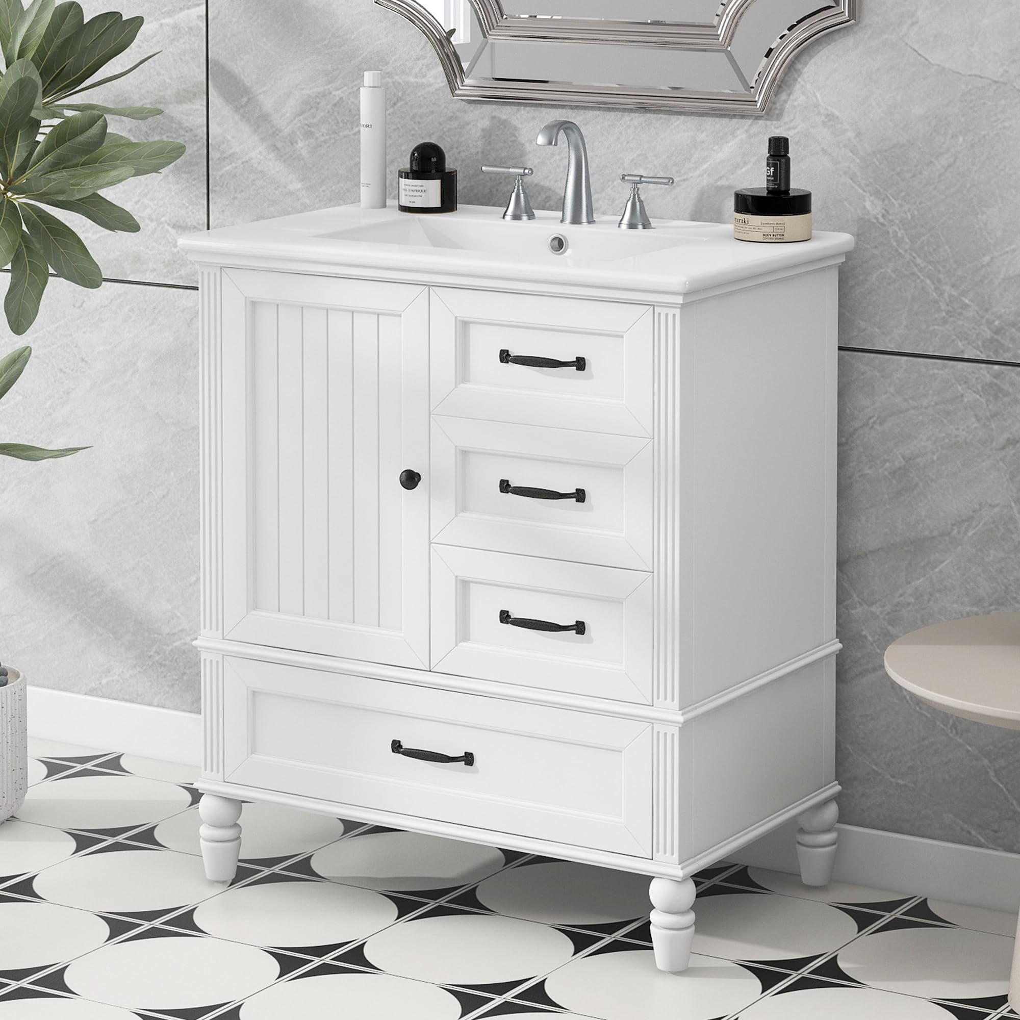 Amazon.com: VIRIDURE Bathroom Vanity with Sink, 30" Small Bathroom Sink ...