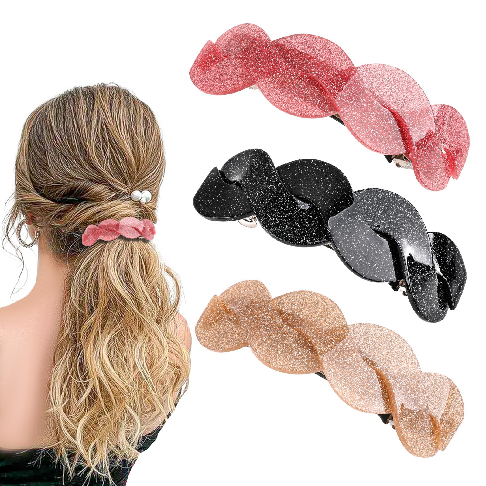 Large Hair Barrettes Hair Clips Women Acrylic Snap Barrettes Hair ...