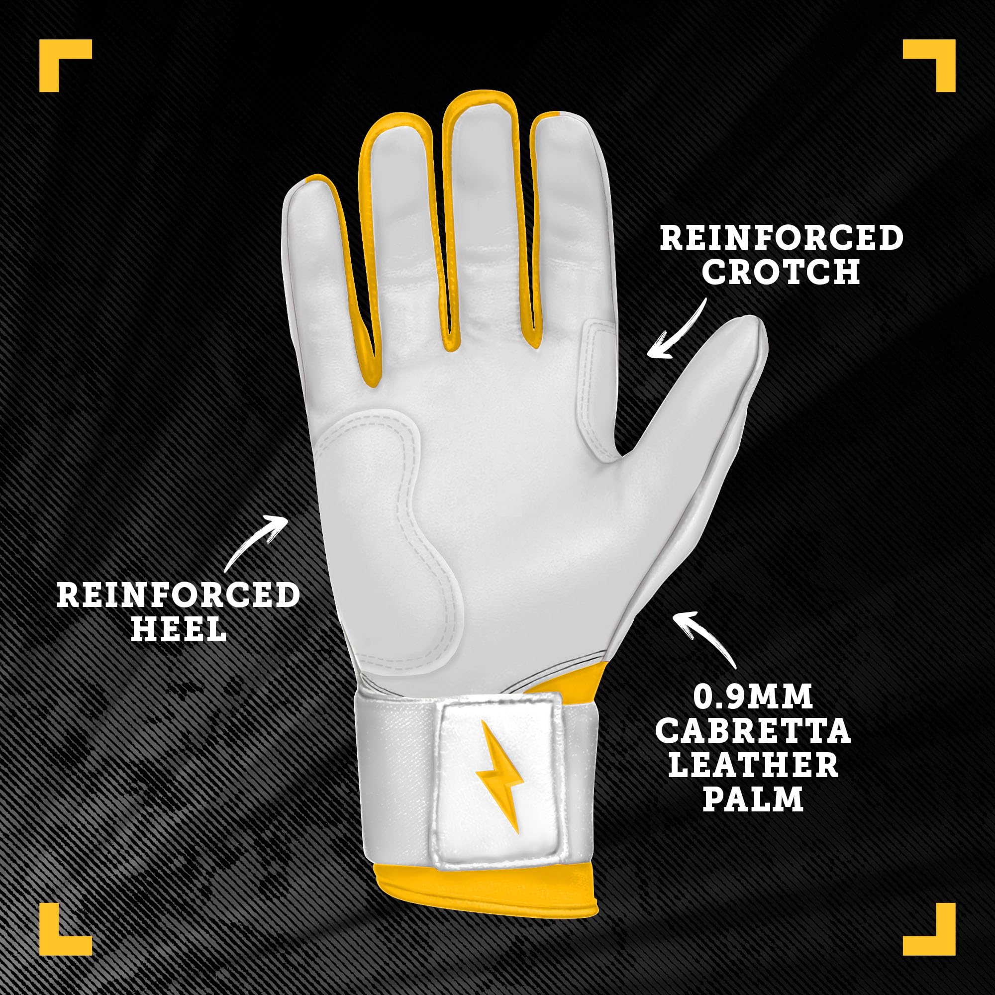Snapklik.com : BRUCE BOLT Chrome Series Long Cuff Yellow Batting Glove