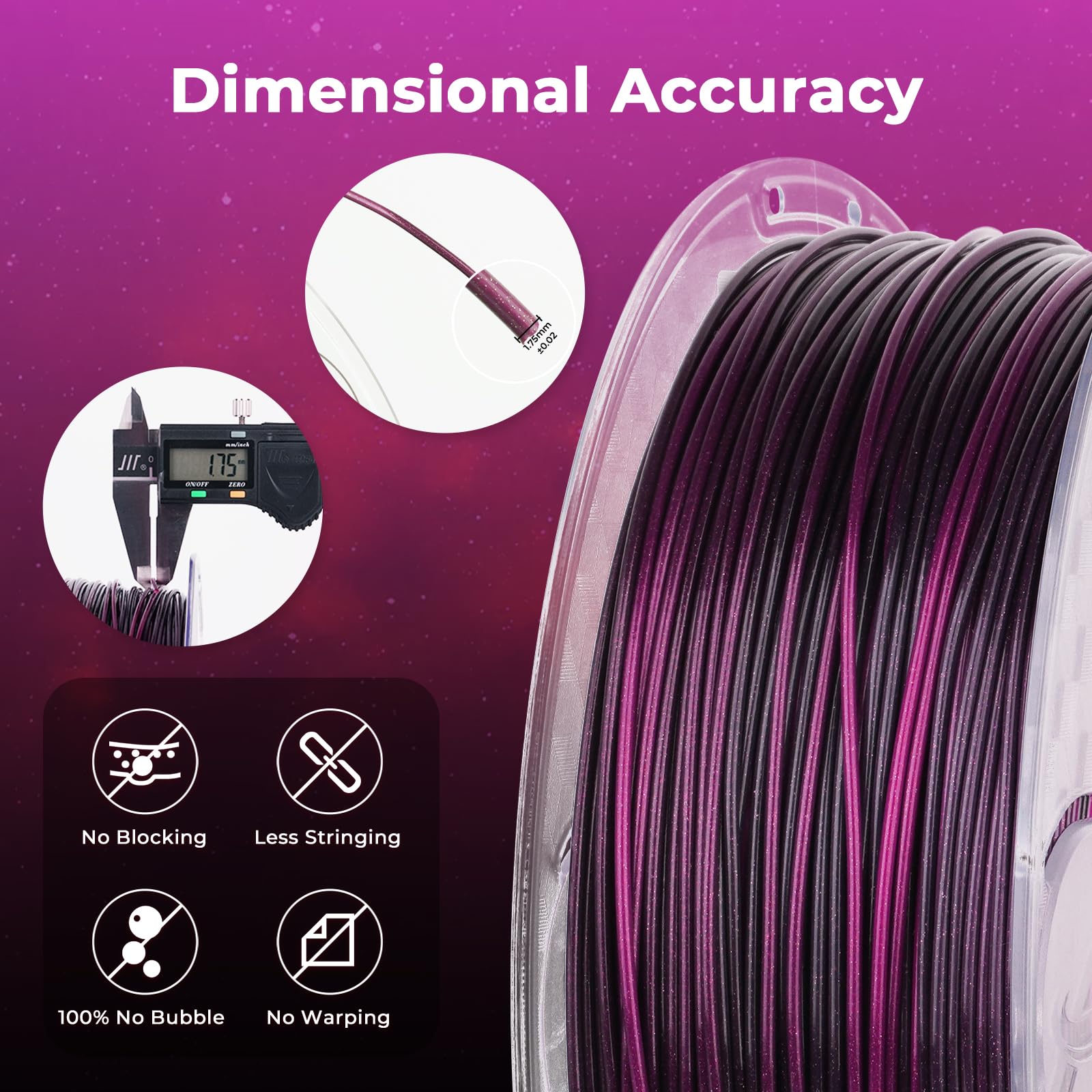 Snapklik.com : AMOLEN PLA 3D Printing Filament, PLA1.75mm Silk Shiny ...