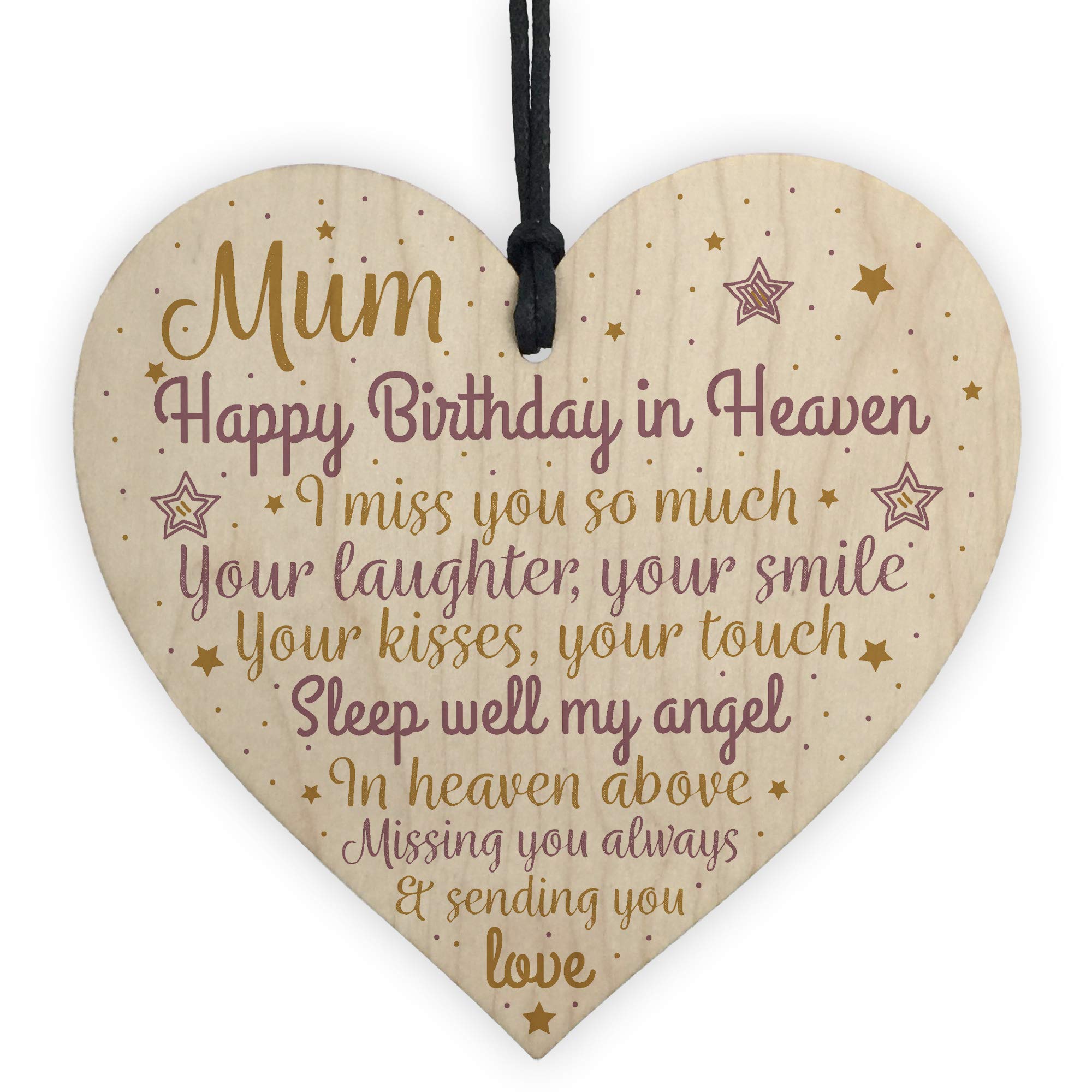 RED OCEAN MUM Mother Mummy Memorial Birthday Plaque Wooden Heart Grave ...