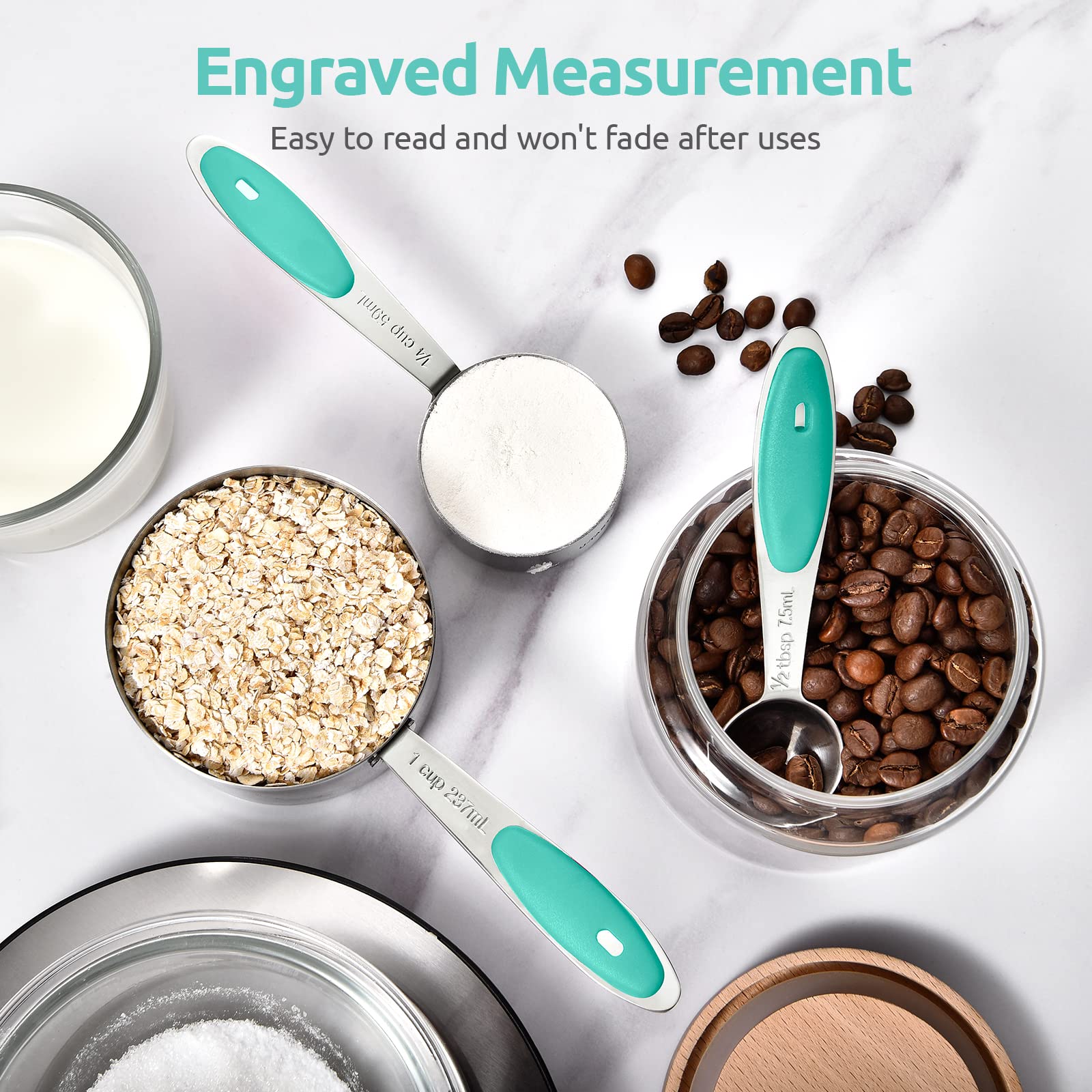 Snapklik.com : U-Taste Measuring Cups Spoons Set: 18/8 Stainless Steel ...