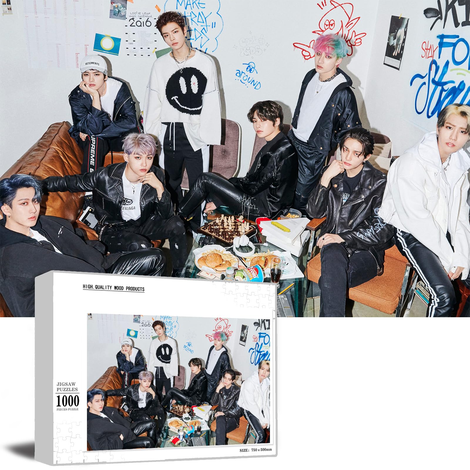 Amazon.com: Kpop Stray Kids Wooden Jigsaw Puzzles, 1000 Piece Wooden ...