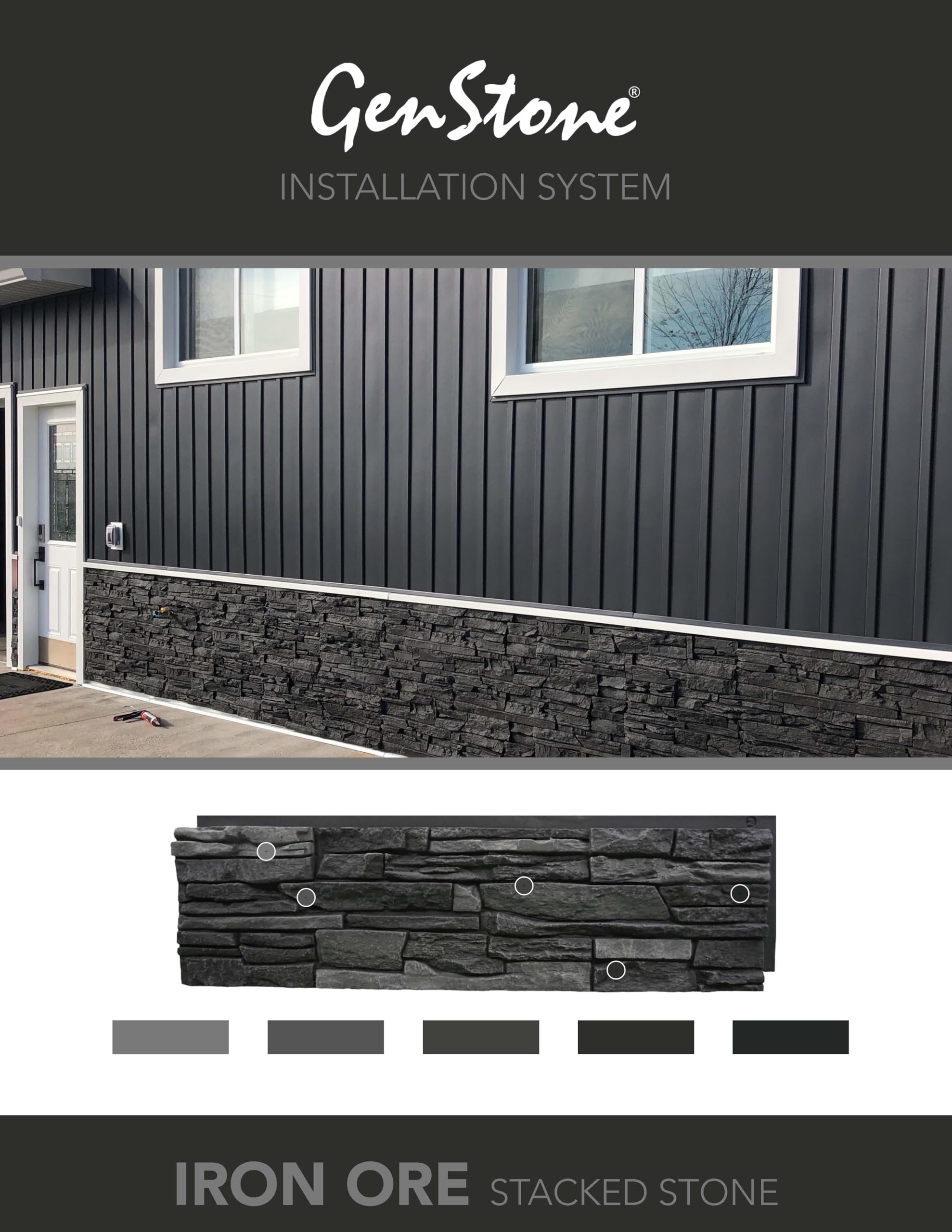 Northern Slate GenStone Faux Stacked Stone Panels - 41" X 11.25", Iron ...