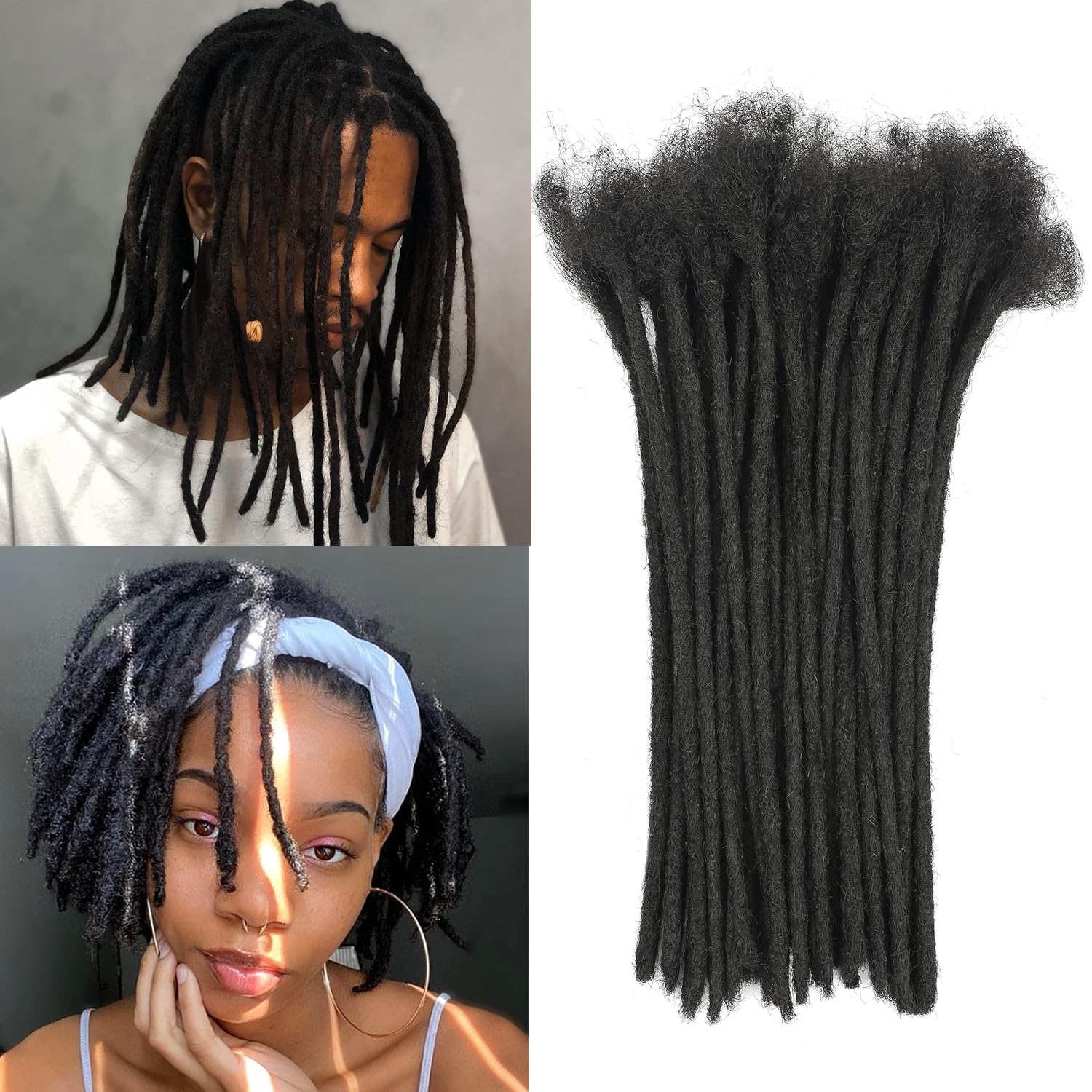 Amazon.com : Human Hair Loc Extensions 6 Inch 30 Str Dreadlock ...