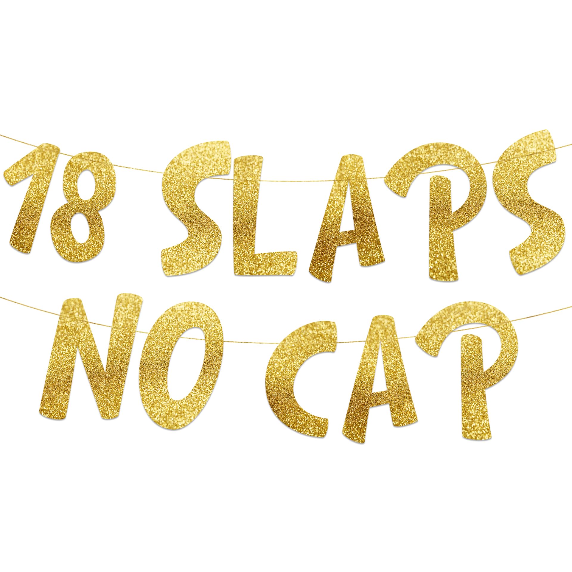 Amazon.com: 18 Slaps No Cap Gold Glitter Banner - 18th Birthday Party ...