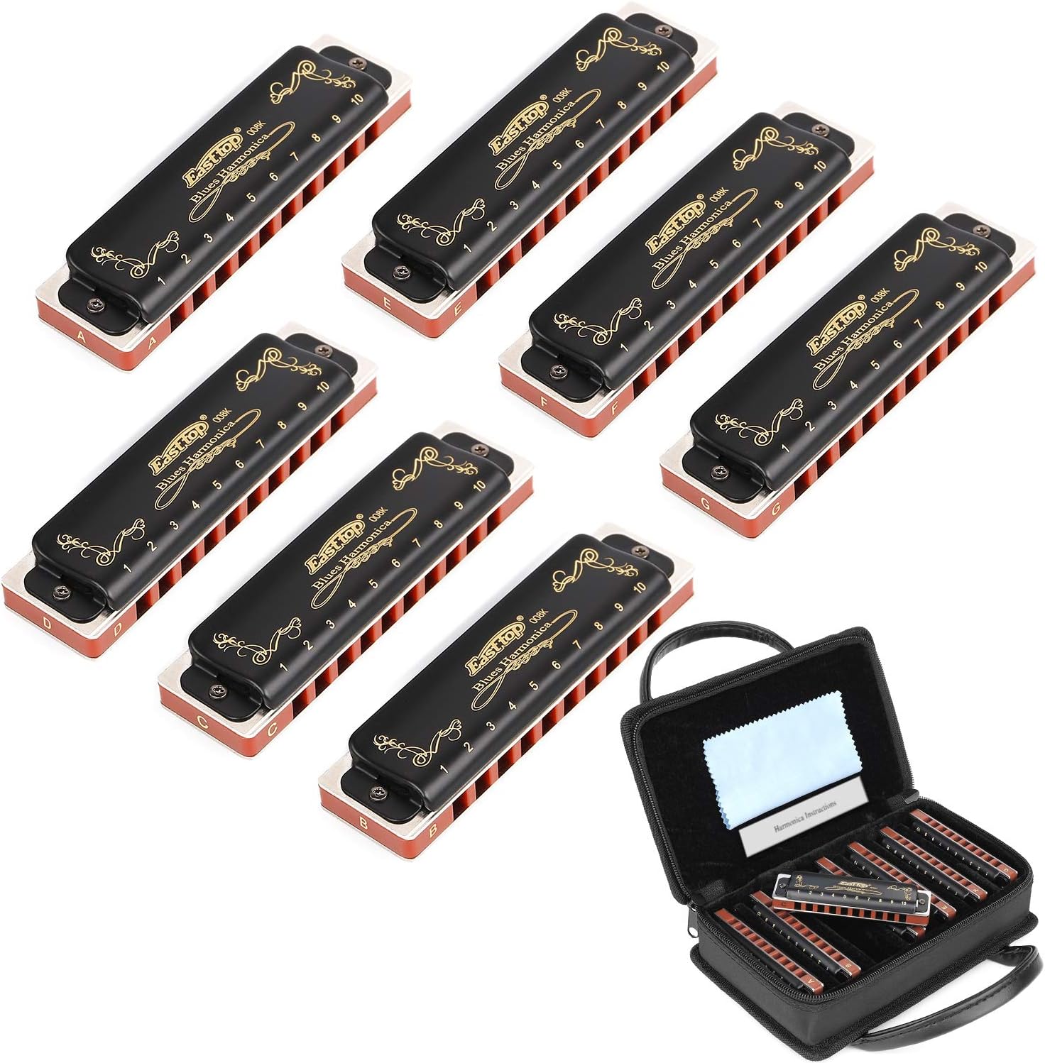 Amazon.com: Harmonica Set Harmonica 7 Keys 10 Hole 20 Tone Professional ...