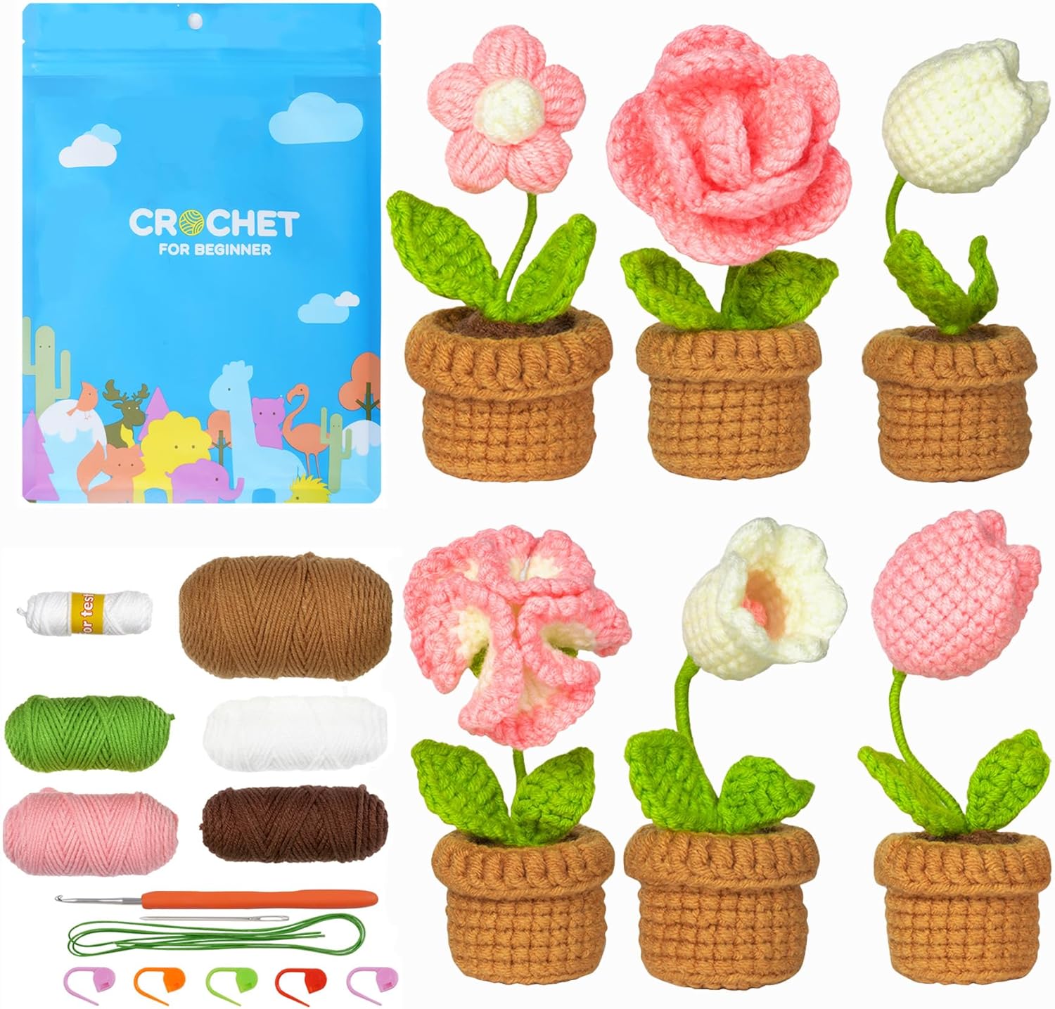 Amazon.com: cnomg Crochet Kit for Beginners Flower Crochet Sets for ...