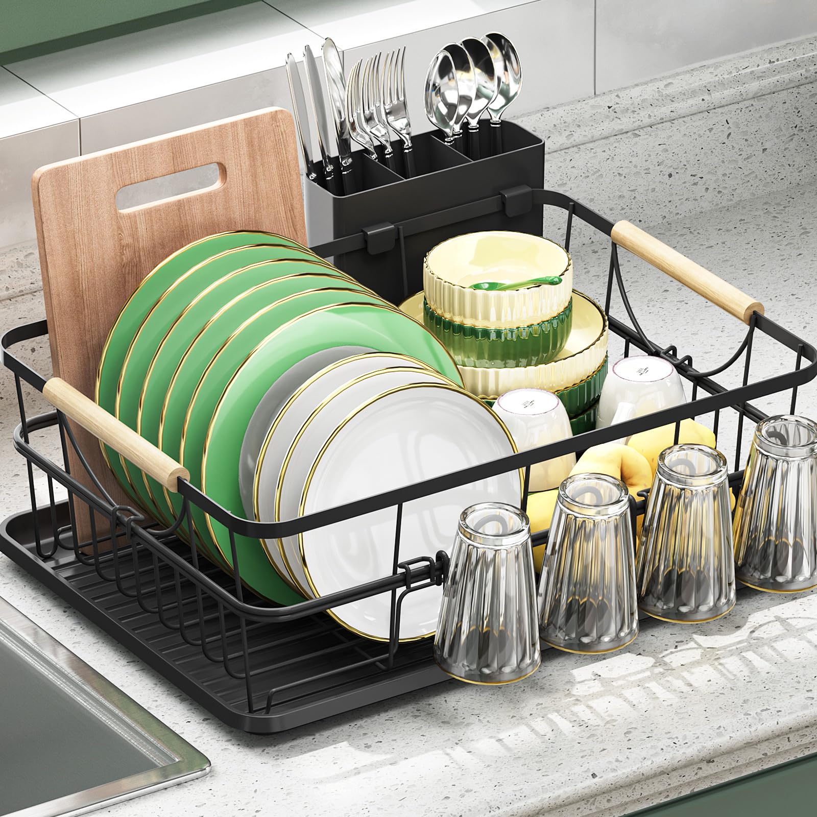 Amazon.com - TOOLF Dish Drying Rack, High-Sided Dish Rack for Kitchen ...