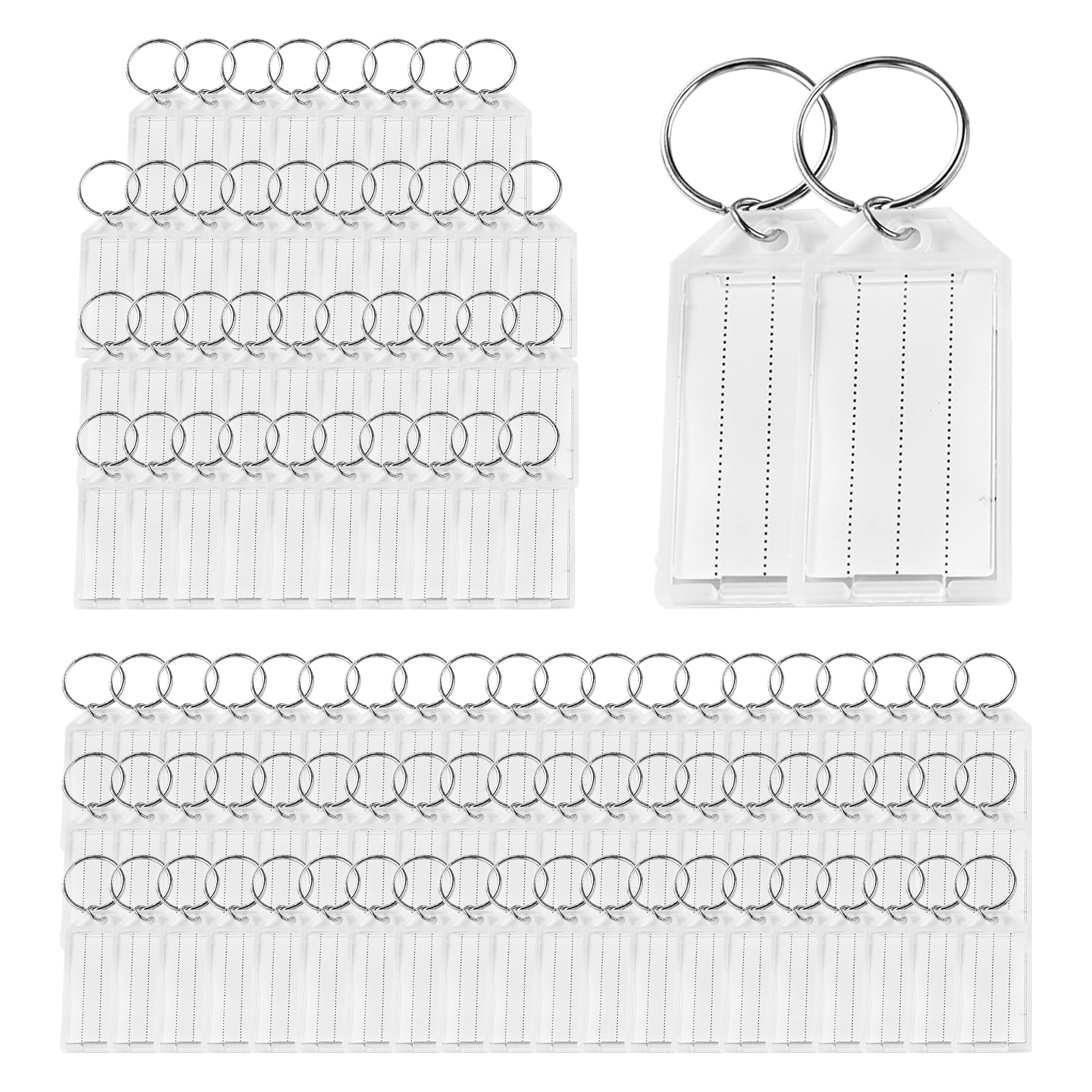 YIQXKOUY 100 Pieces Clear Plastic Key Tags 2.2 Inch Label Tags with ...