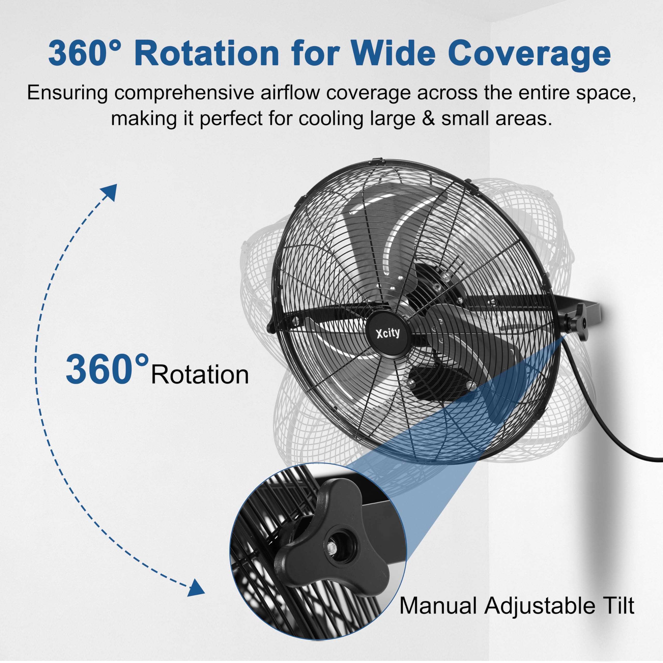 Snapklik.com : Xcity 24 Inch Metal Wall Mounted Fan, Max 7600 CFM High ...
