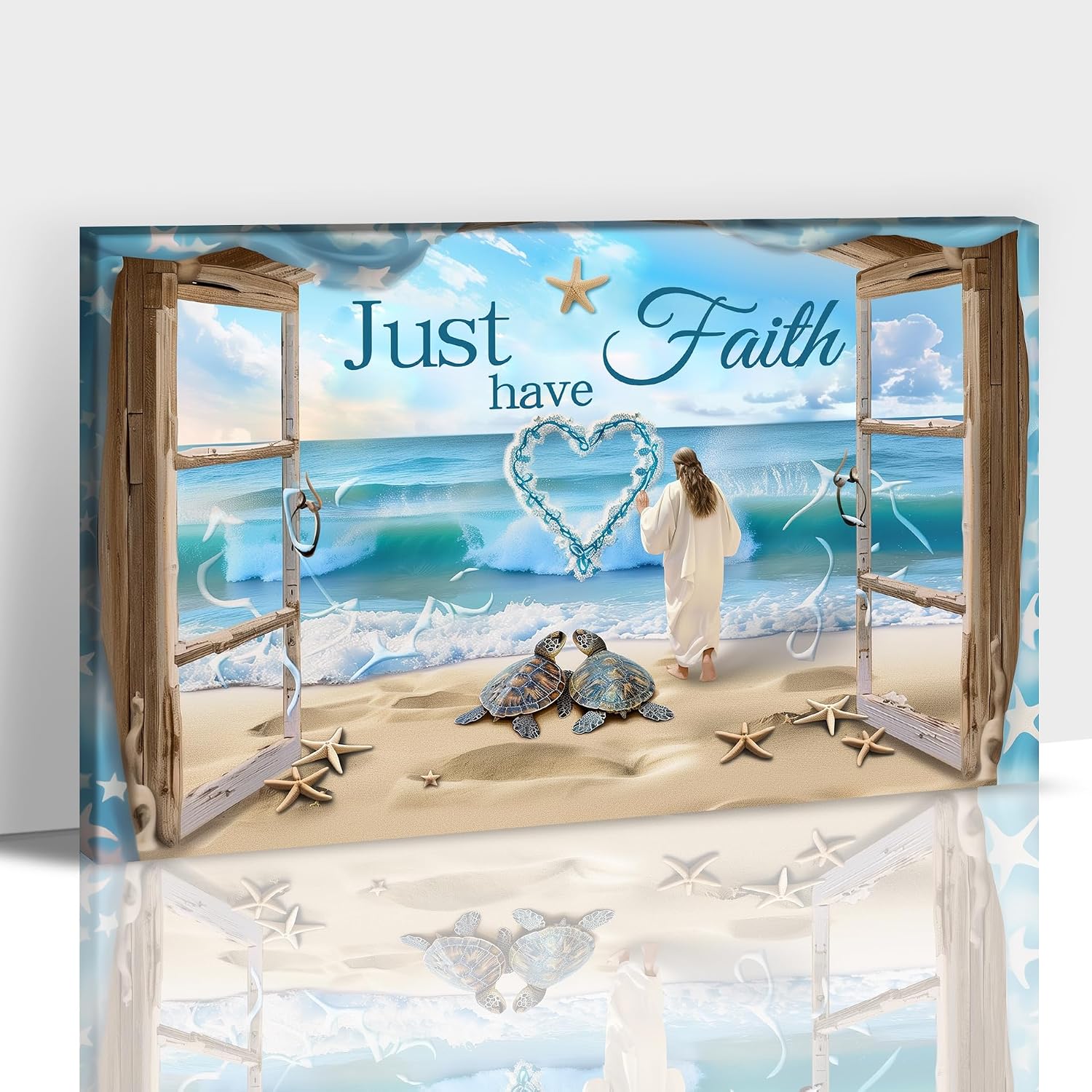 Amazon.com: Beach Coastal Wall Art, Scripture Jesus Just Have Faith ...