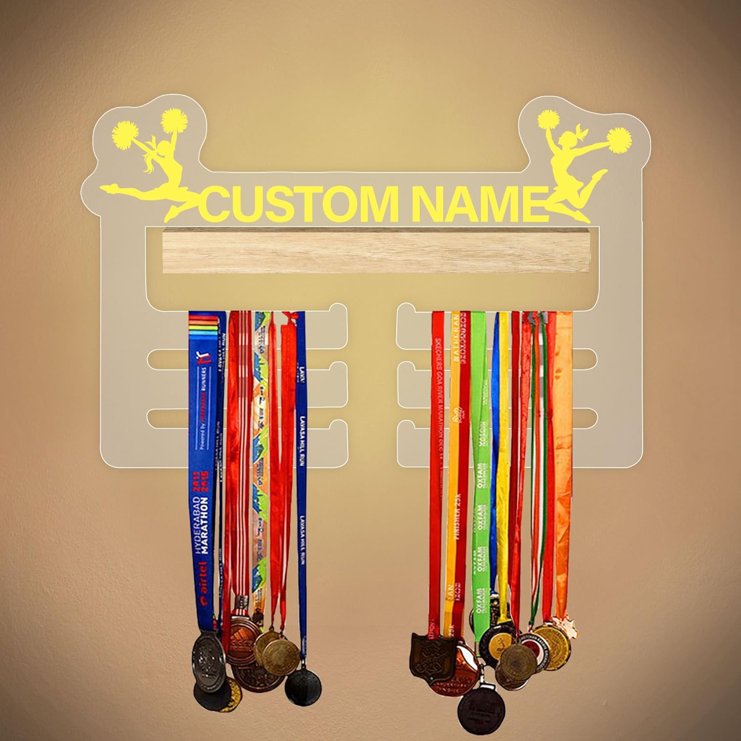 Amazon.com: Personalized Acrylic Cheerleading Medal Hanger Holder ...