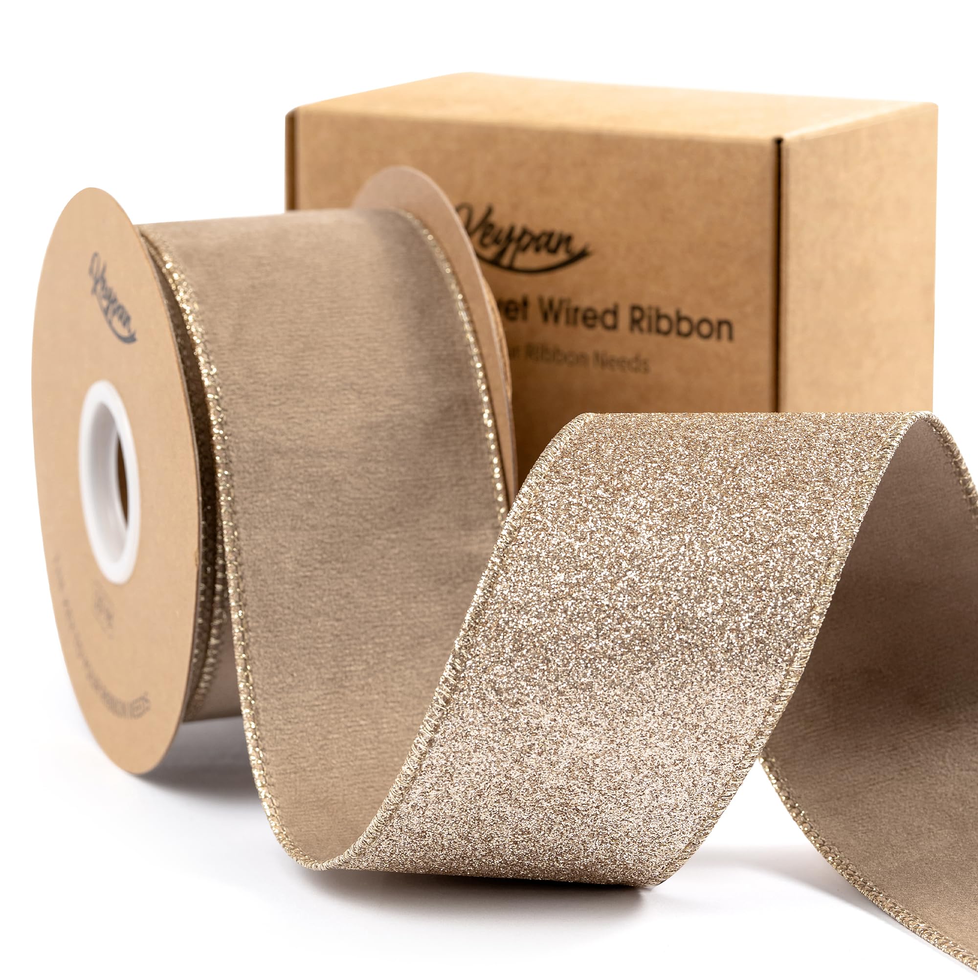 Amazon.com: Keypan Camel Christmas Tree Ribbon Velvet Wired Ribbon 2-1/ ...